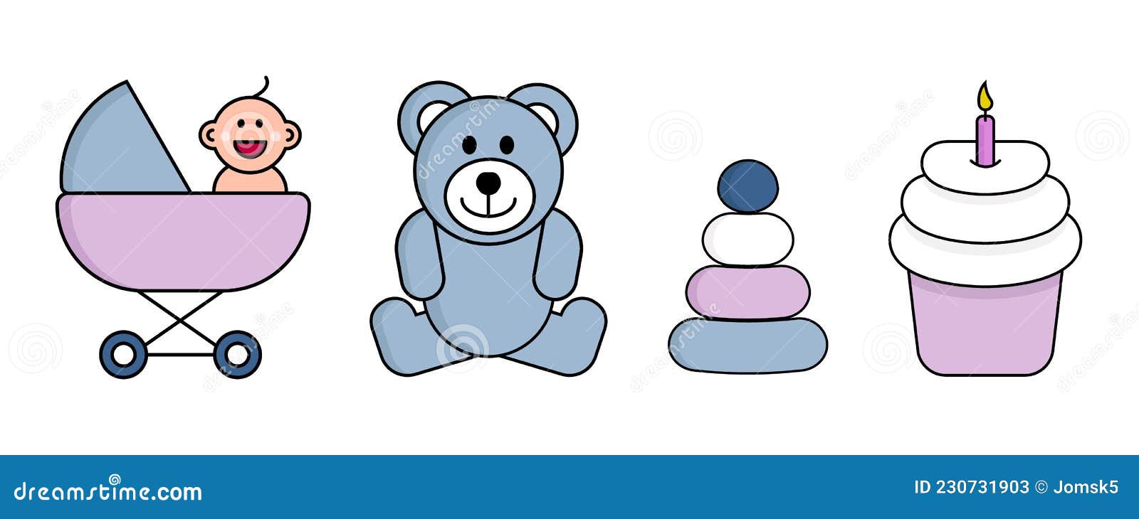 Childhood cartoon icons stock vector. Illustration of cake - 230731903