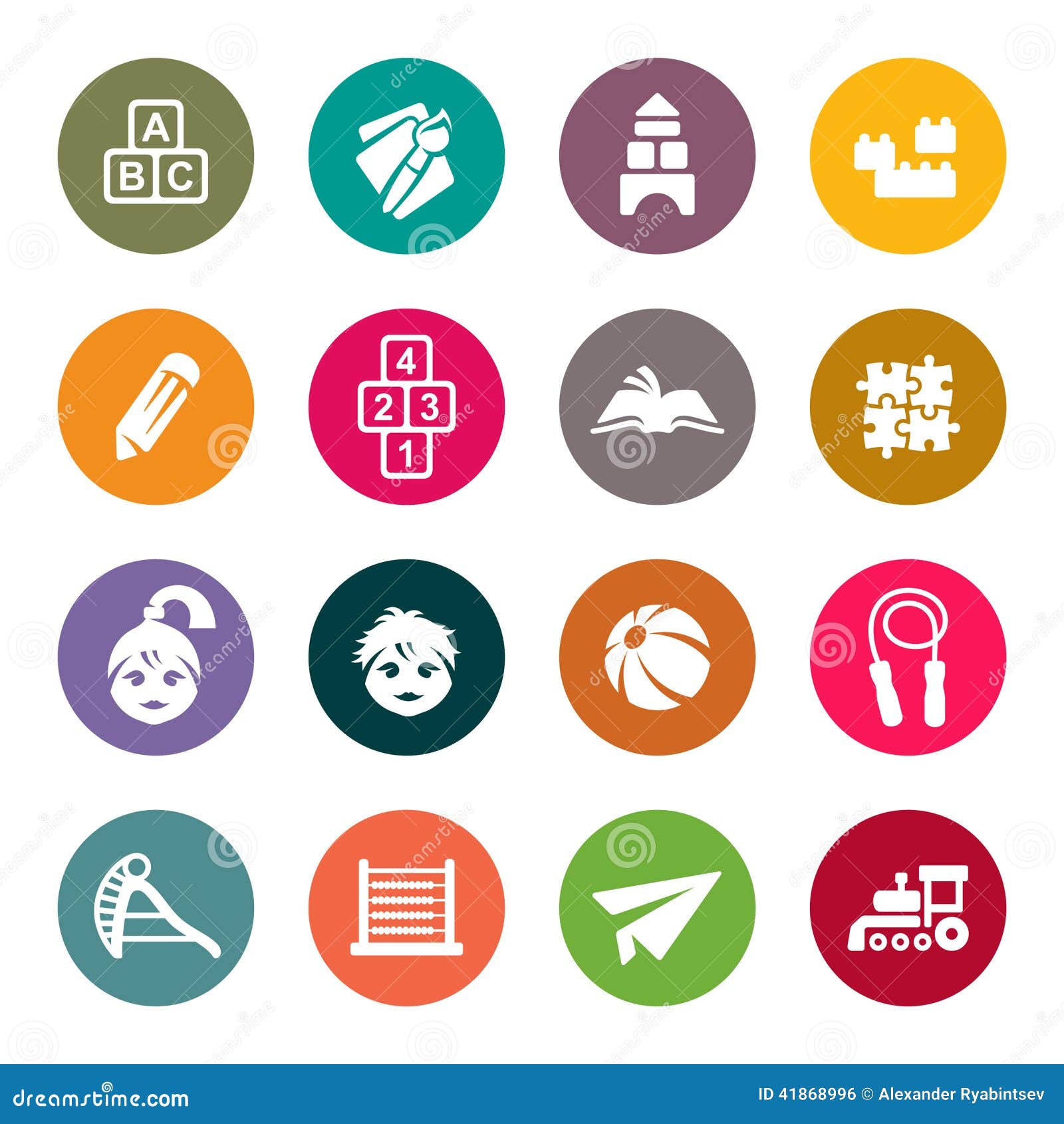 Childhood icon set stock vector. Illustration of classroom - 41868996