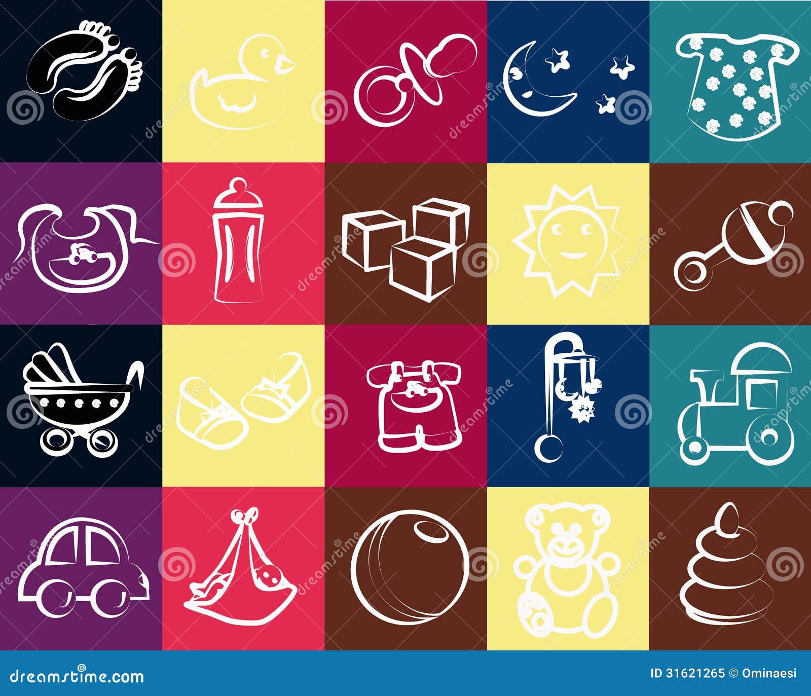 Childhood Icons Set. Elements About Kids. Vector Illustration, B ...