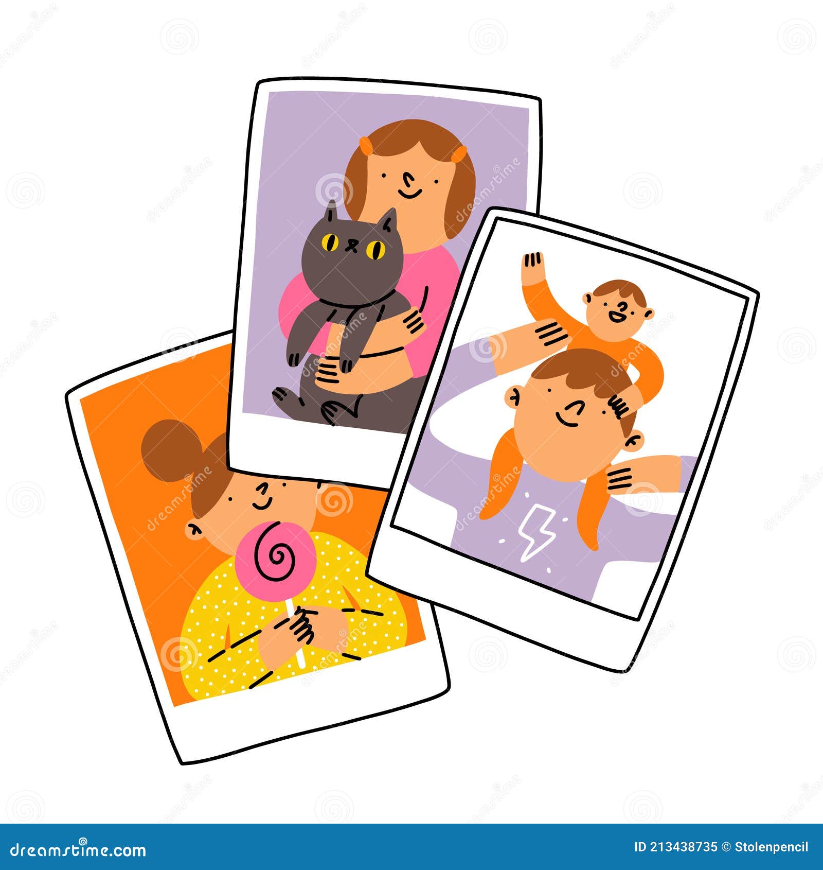 Childhood Memories, Stack of Old Photos, Vector Illustration Stock ...