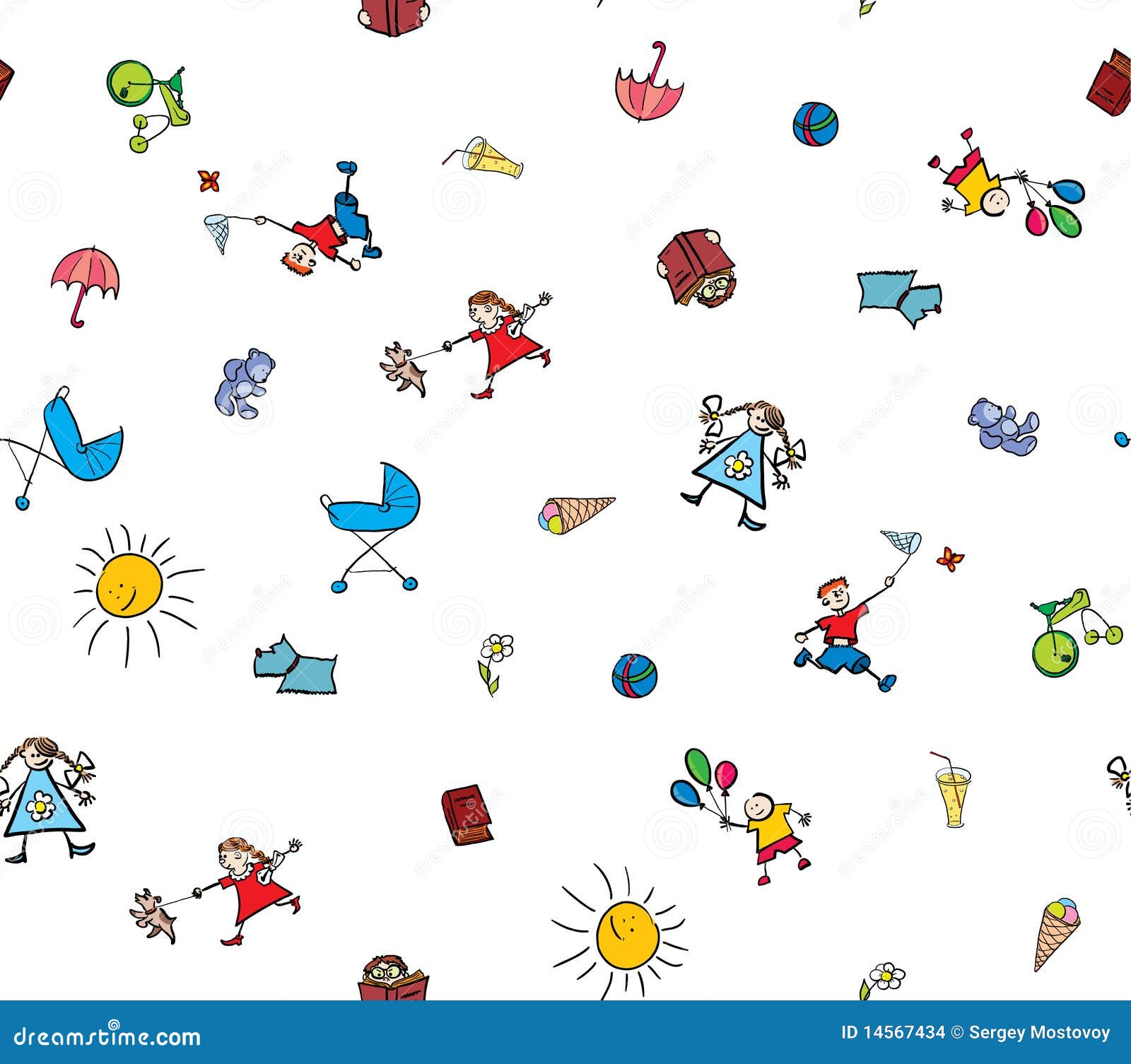 Childhood Seamless Background Stock Vector - Illustration of happy ...