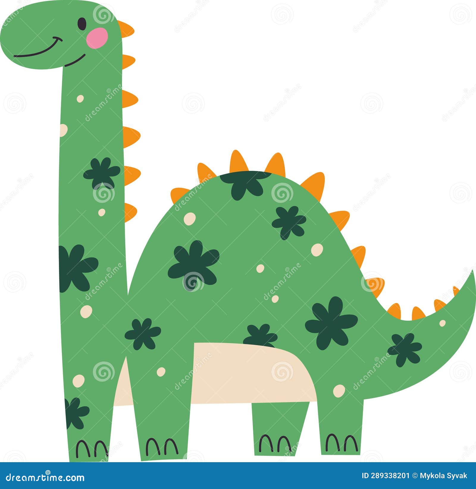 Childish Dinosaur Animal stock illustration. Illustration of cartoon ...