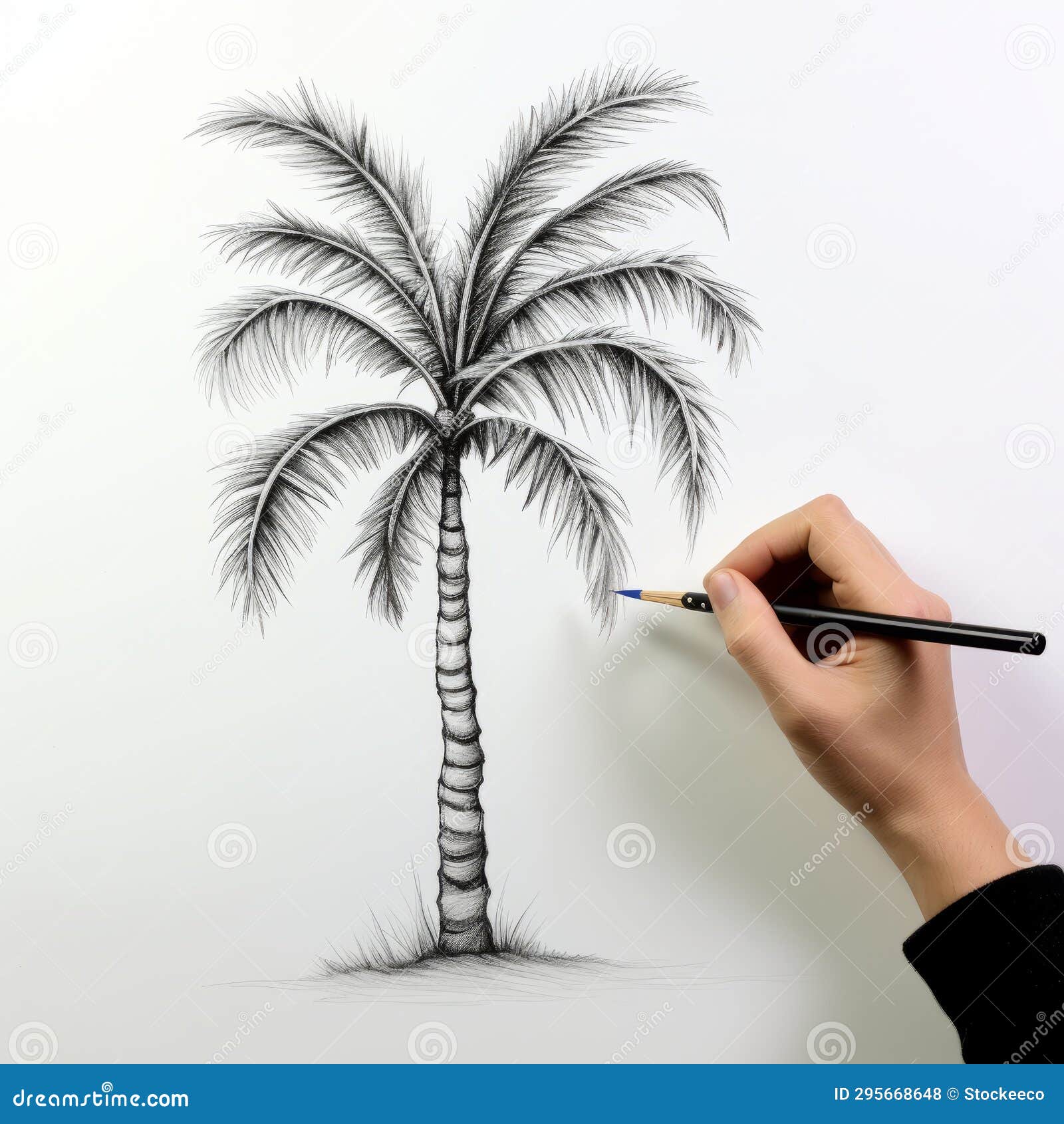 Childish Drawing of a Palm Tree: Simple and Incomplete Sketch Stock ...