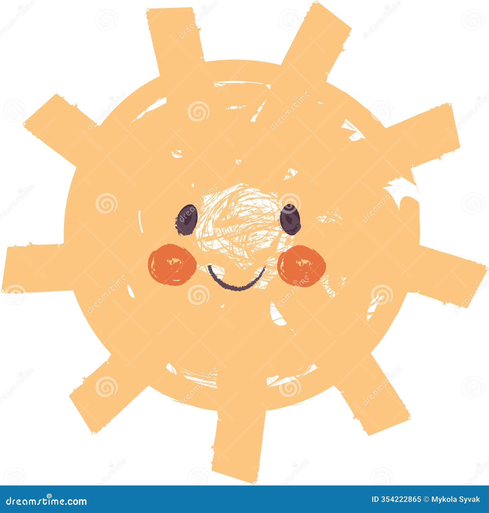 Childish Drawing Sun Character Stock Illustration - Illustration of ...
