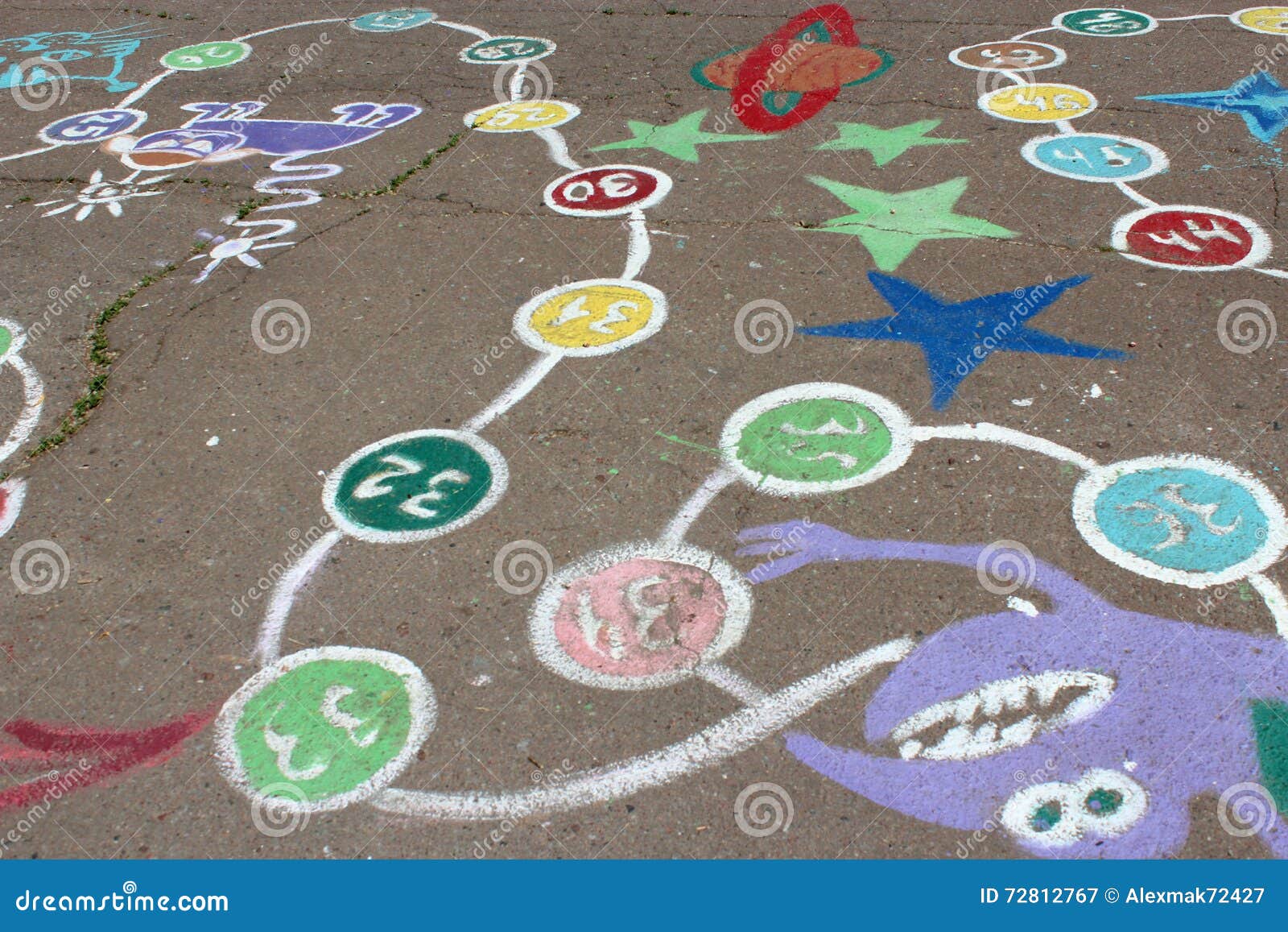 Childish Drawings of Game on the Asphalt Stock Image - Image of life ...