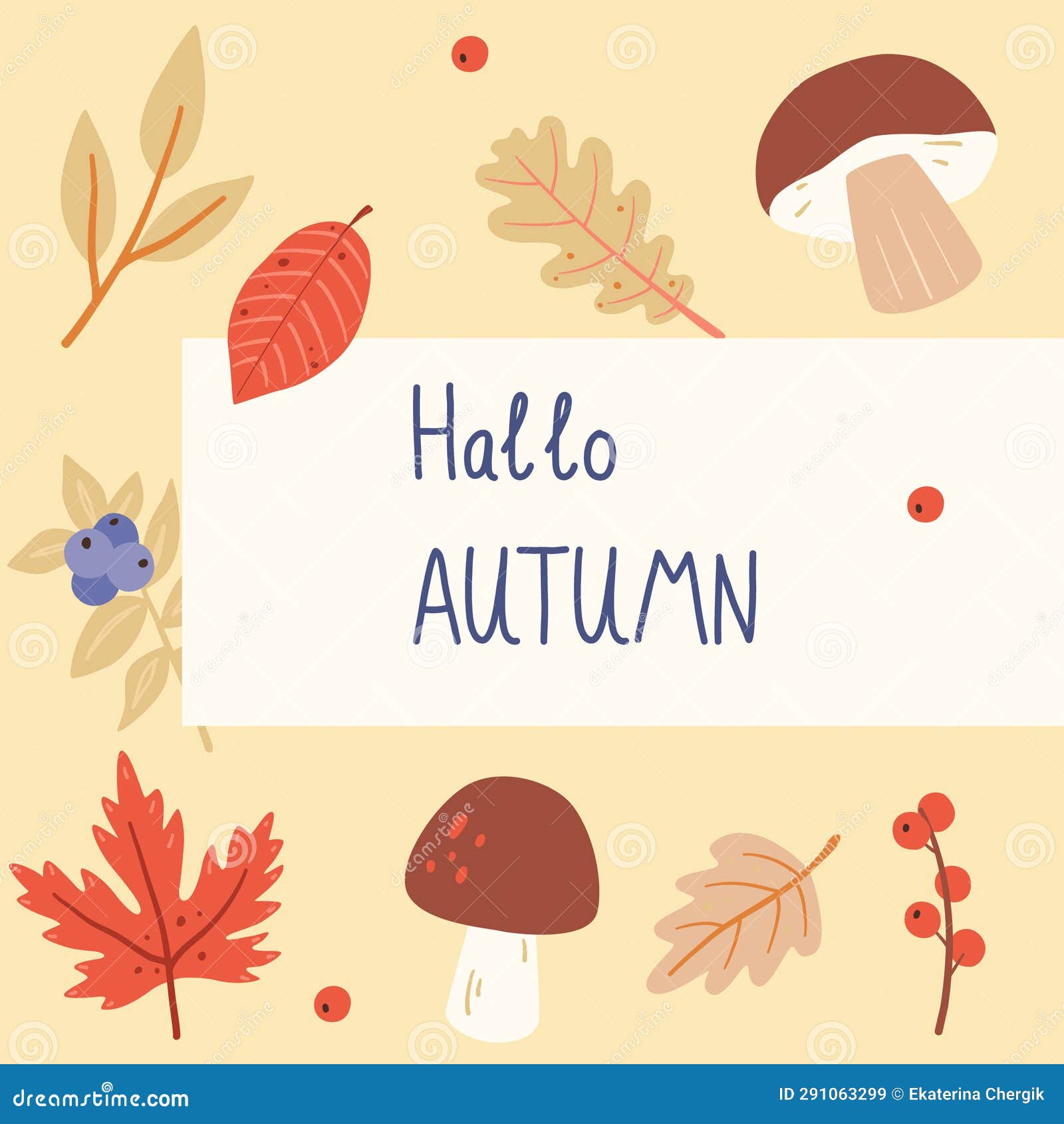 Childish Frame with Floral and Forest Elements Stock Vector ...