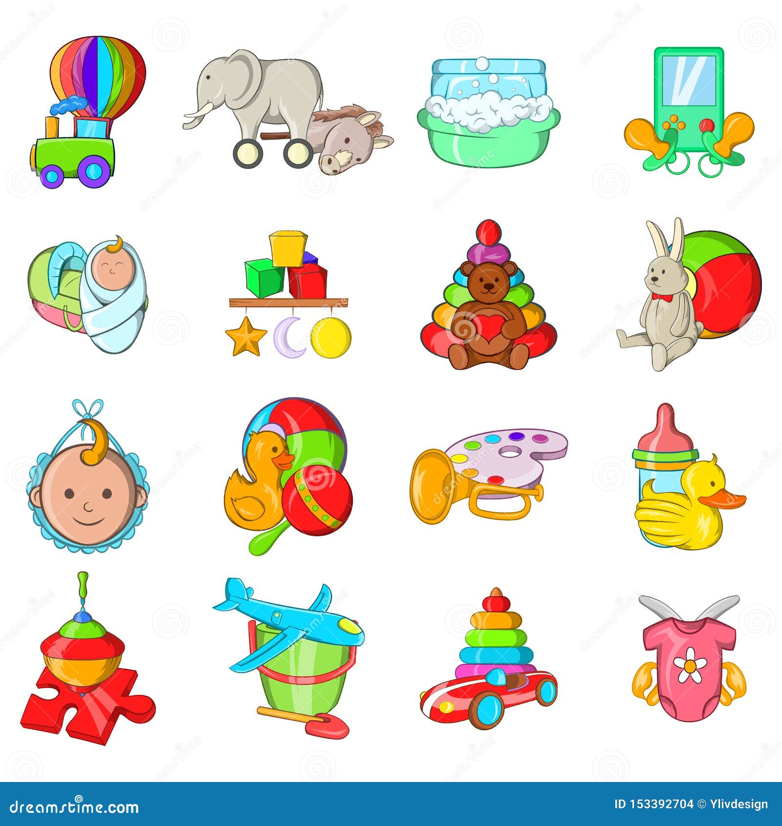 Childish Icons Set, Cartoon Style Stock Vector - Illustration of ...