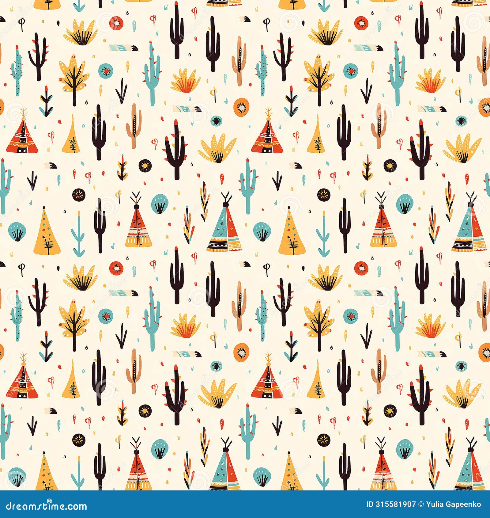 Childish Indian Pattern Background. Stock Image - Image of graphic ...