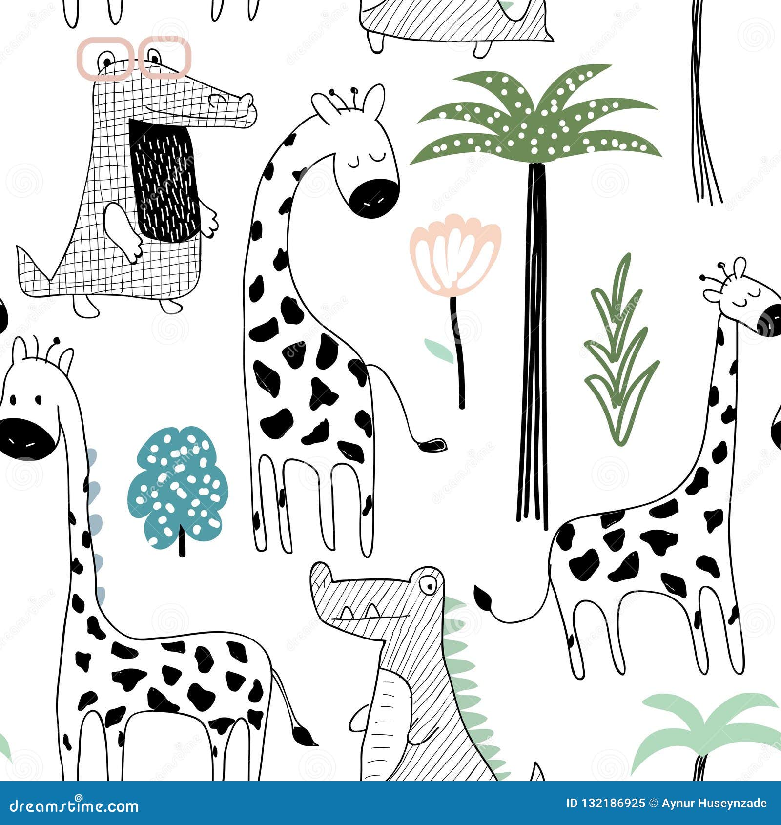 Giraffe And Crocodile Baby Blocks Vector Illustration | CartoonDealer ...