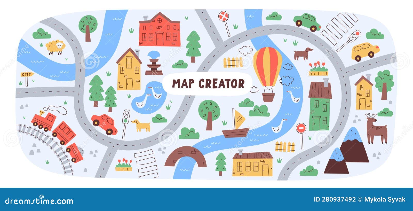 Childish Map Creator stock vector. Illustration of flat - 280937492