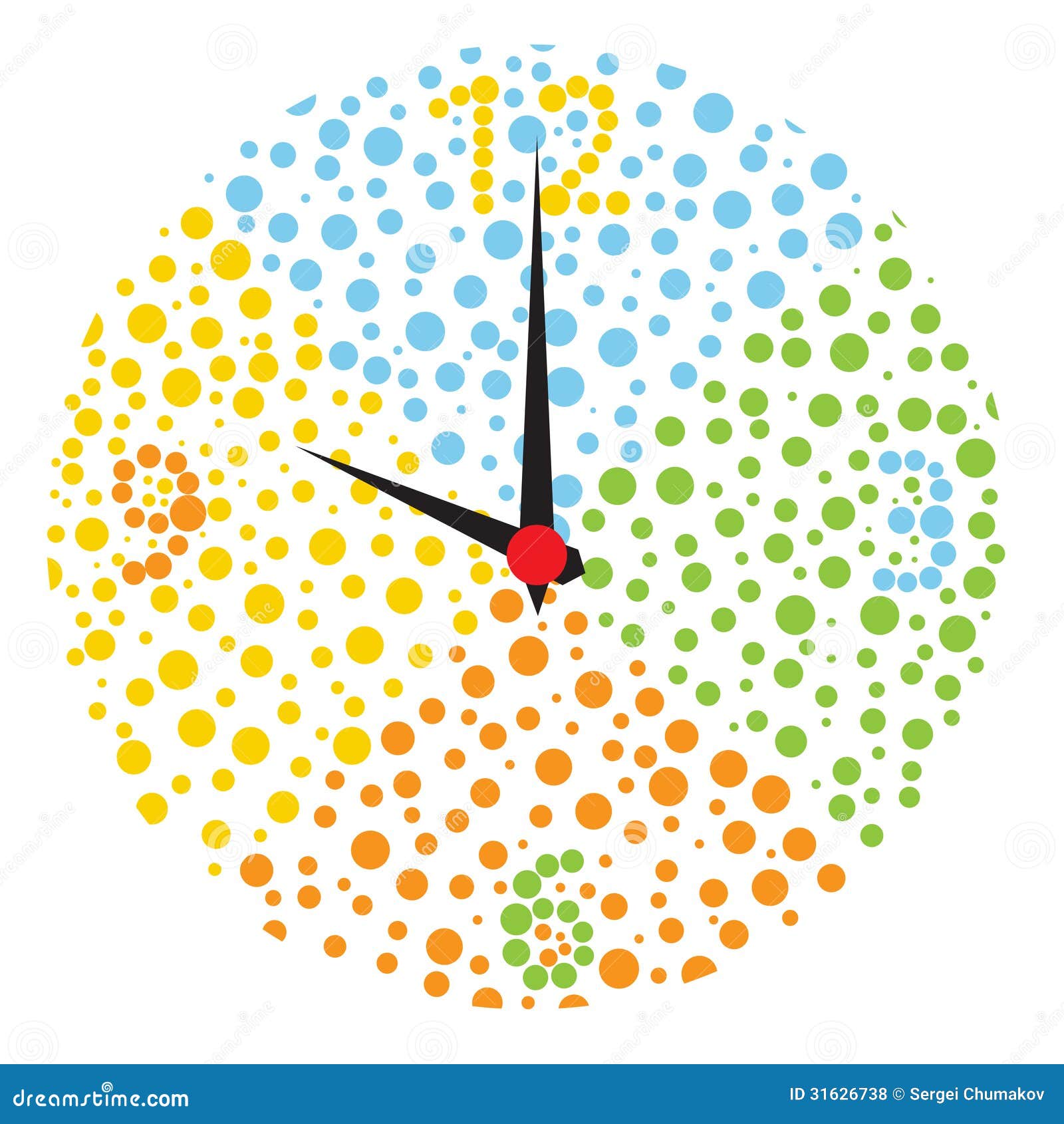Childish multicolor clock. stock vector. Illustration of multi - 31626738