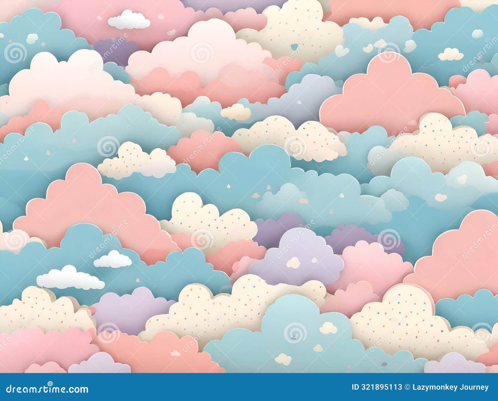 Childish Pastel Color Simple Pattern with Cute Clouds Stock ...