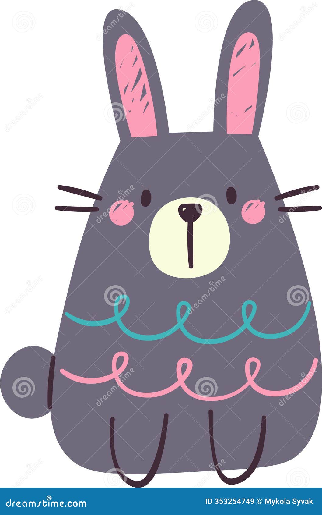 Childish Rabbit with Scribble Pattern Stock Illustration - Illustration ...