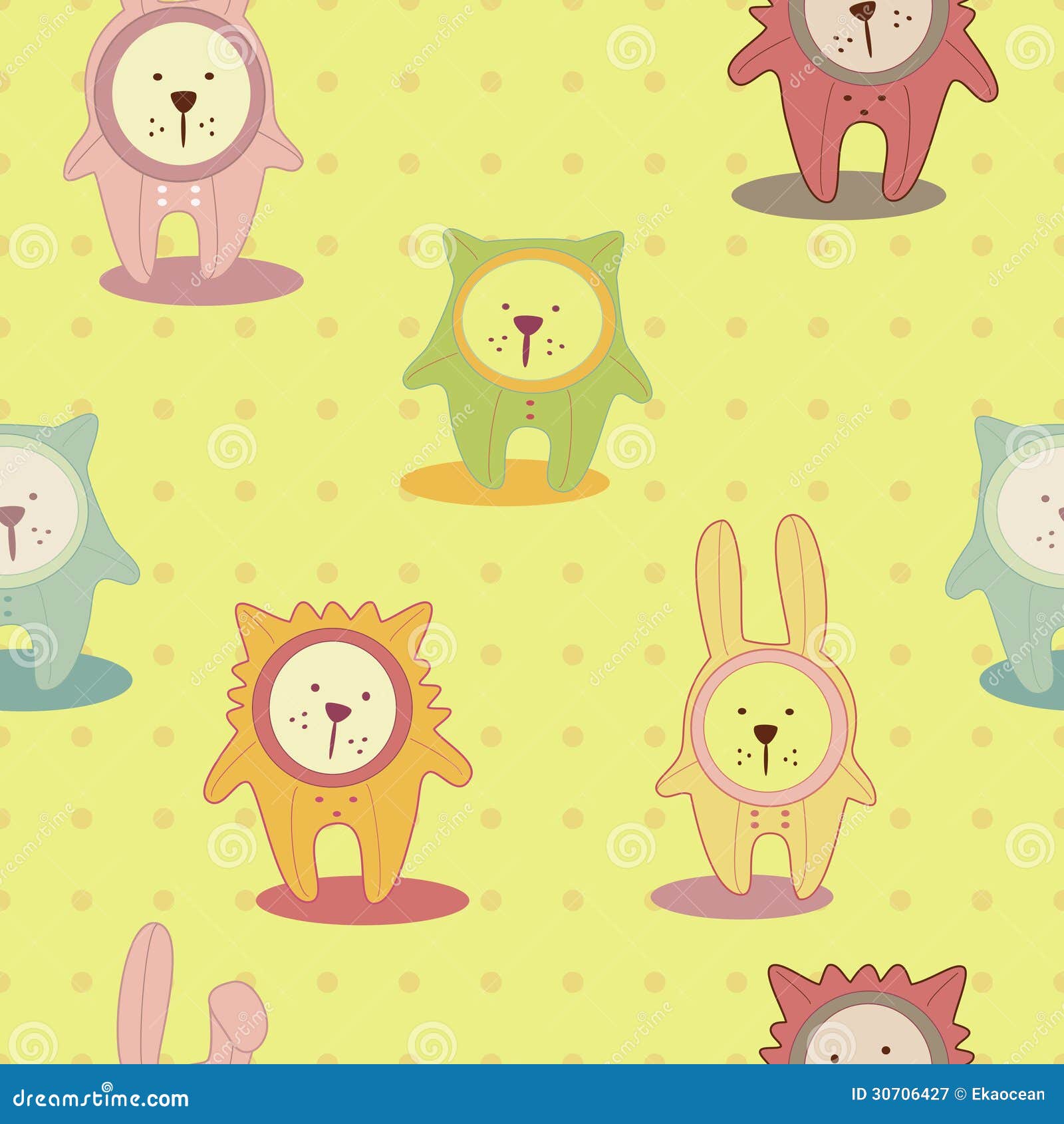 Childish Seamless Background with Animals Stock Illustration ...