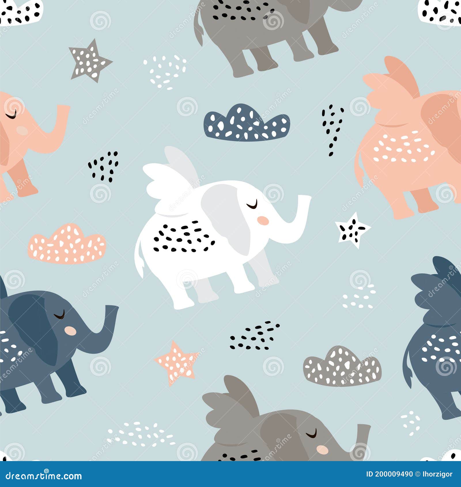Childish Seamless Pattern with Cute Elephant . Creative Texture for ...
