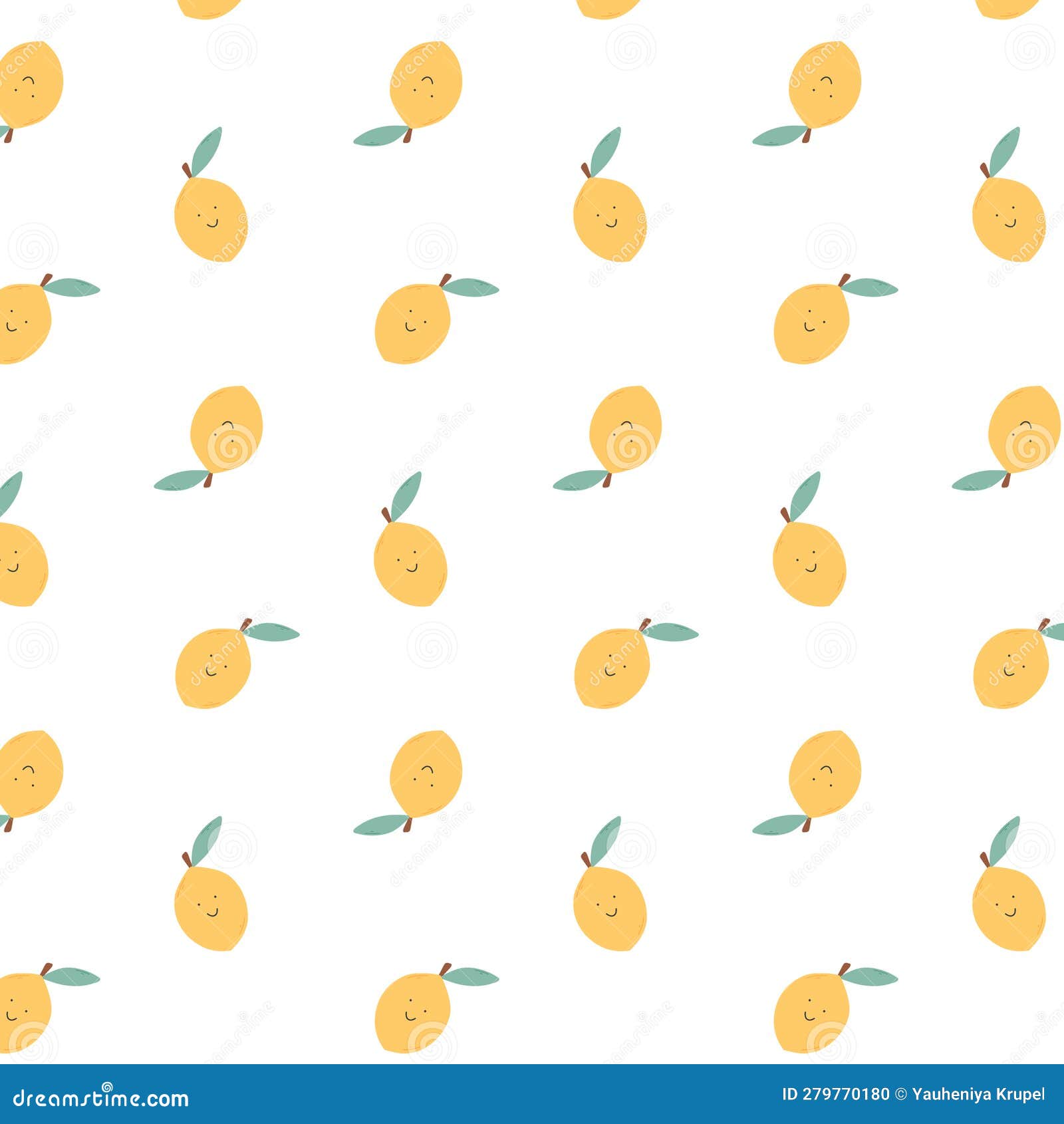 Childish Seamless Pattern with Cute Lemons. Retro Pattern with Lemons ...