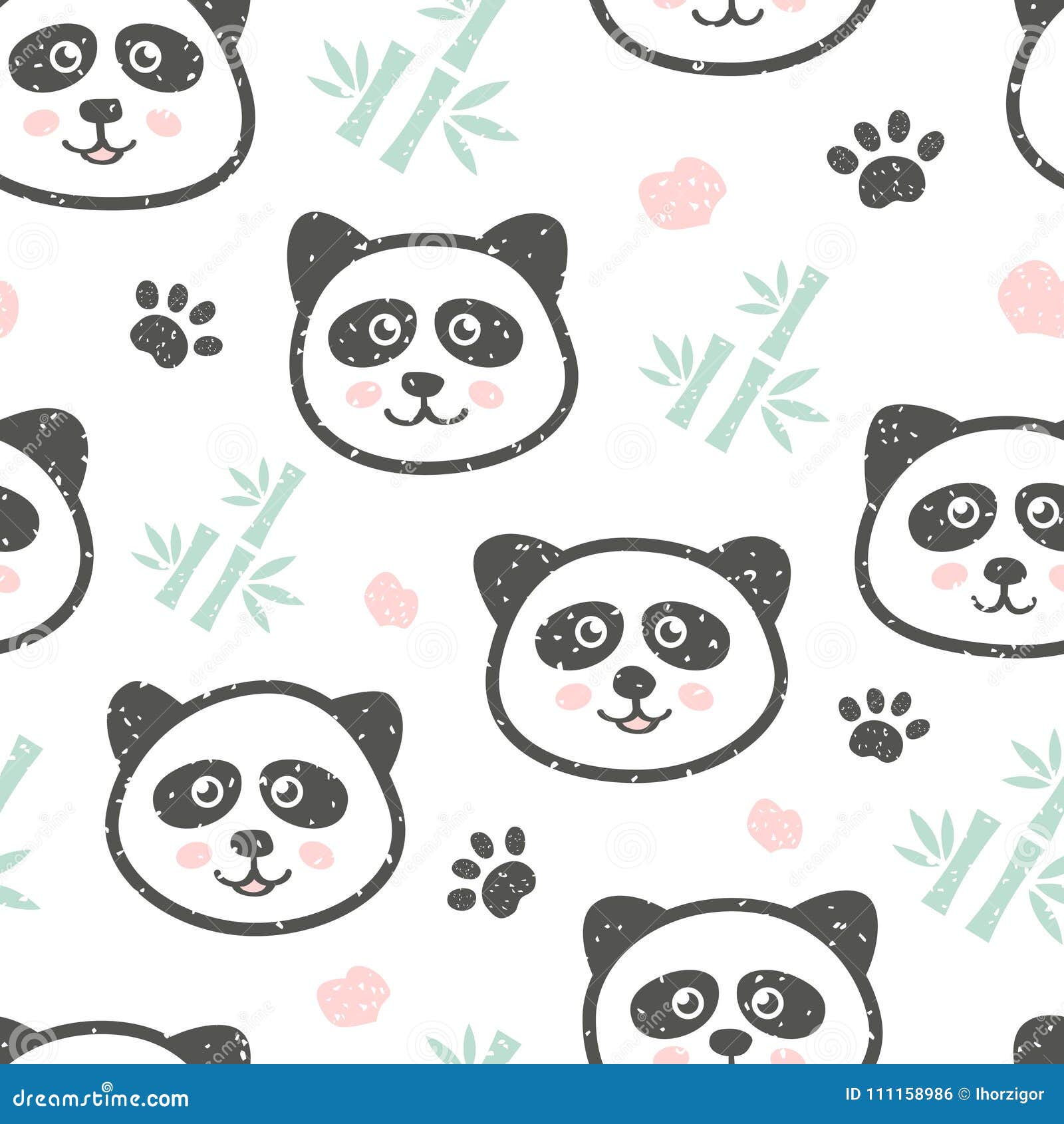 Childish Seamless Pattern with Cute Panda and Bamboo. Creative Texture ...