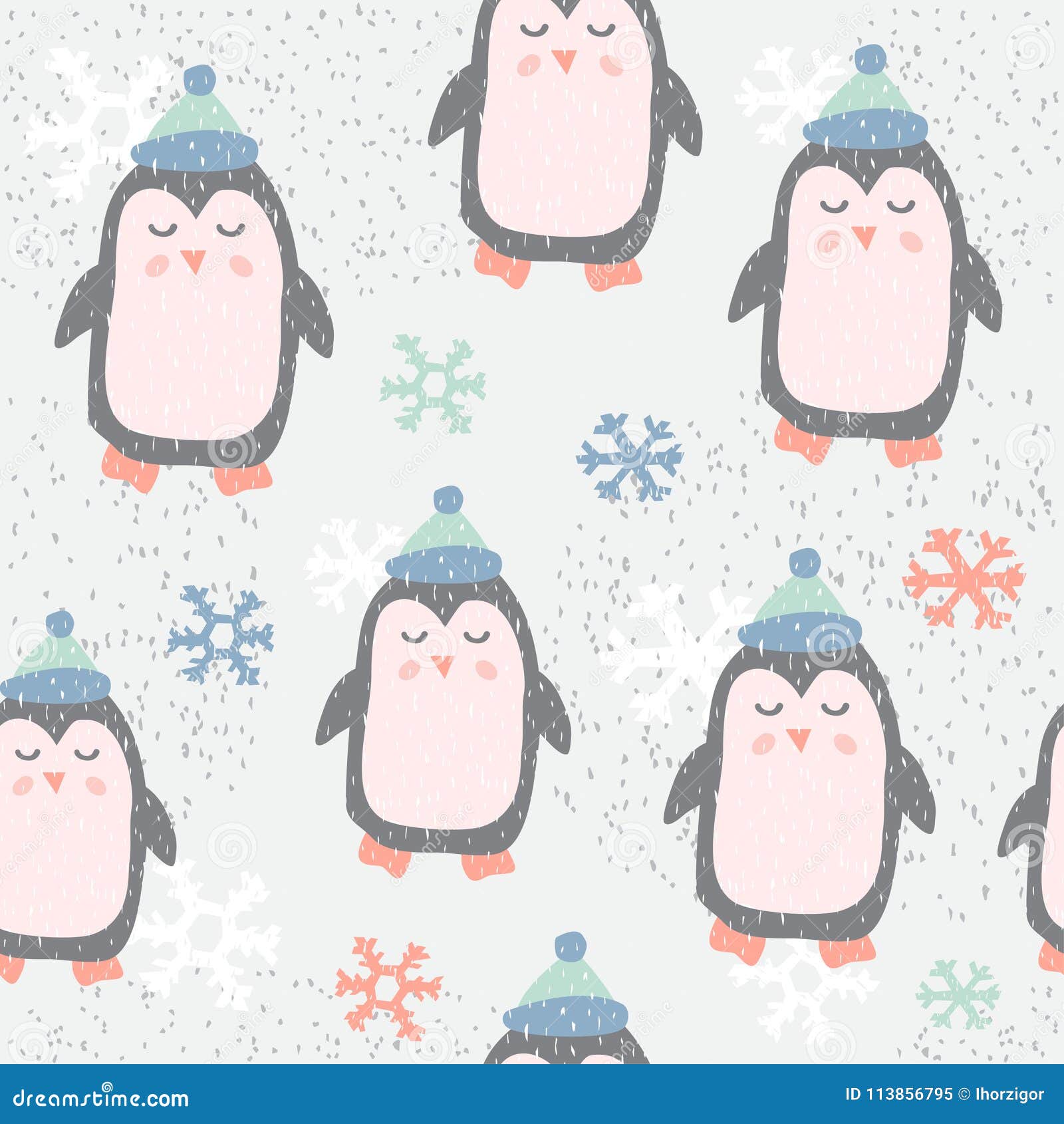 Childish Seamless Pattern with Cute Penguin. Creative Texture for ...