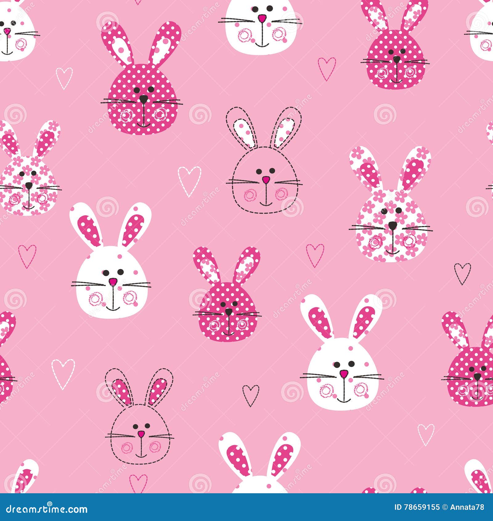 Childish Seamless Pattern with Cute Rabbits Stock Vector - Illustration ...
