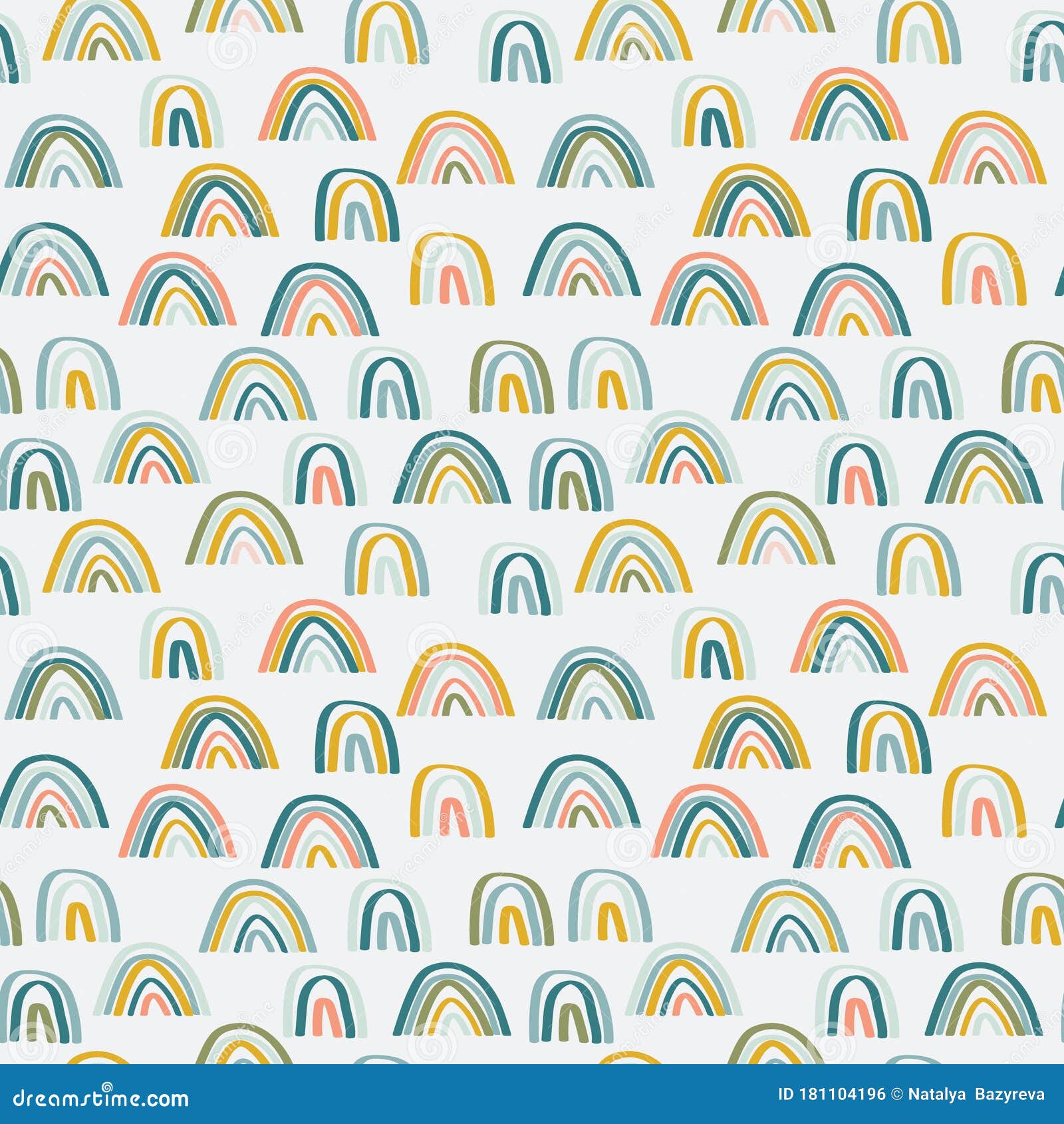 Childish Seamless Pattern with Hand Drawn Rainbows Stock Vector ... Childish Seamless Pattern with Hand Drawn Rainbows Stock Vector ...