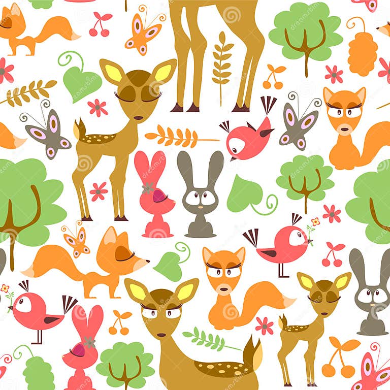 Childish Seamless Pattern with Wild Animals Stock Vector - Illustration ...
