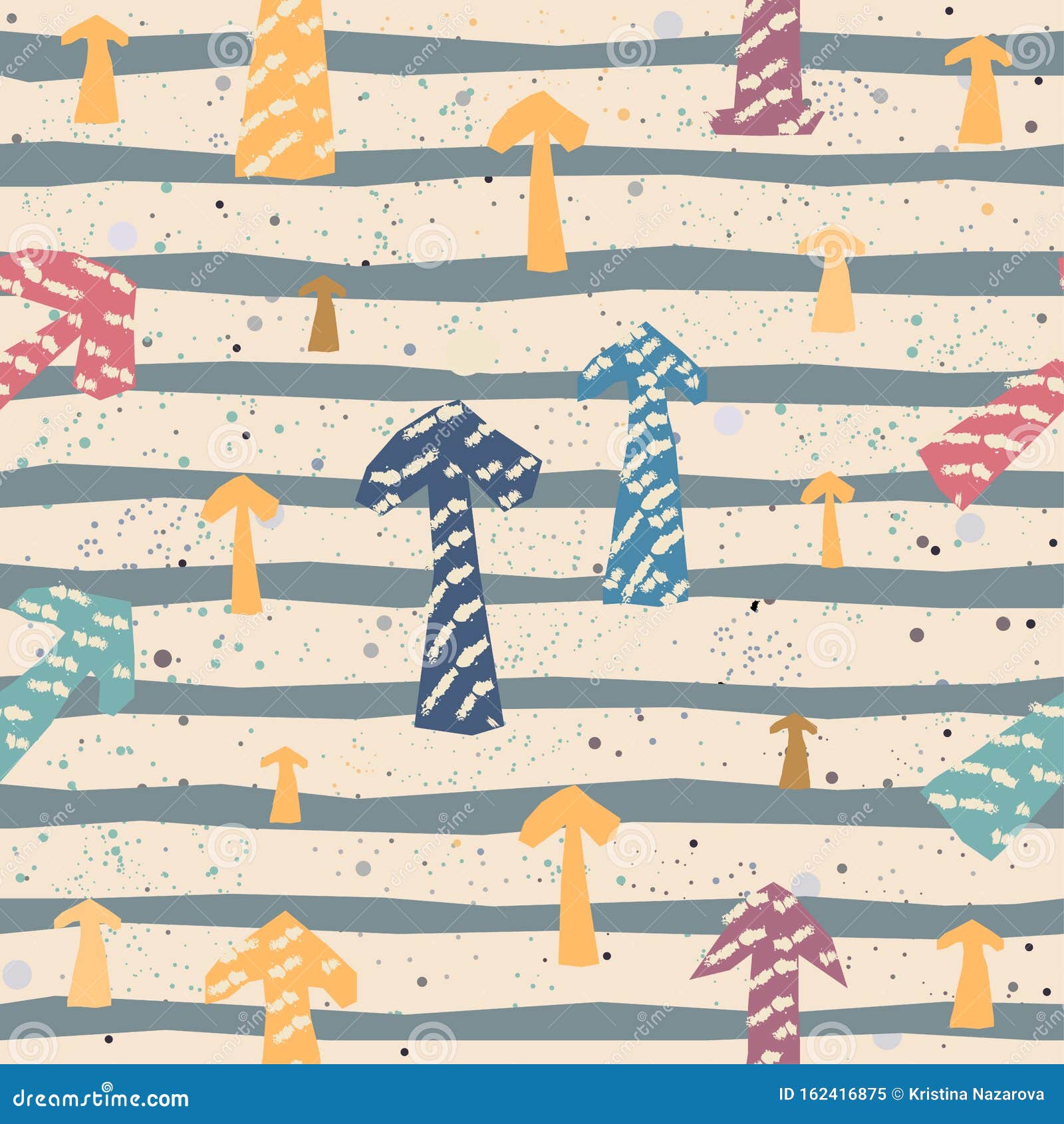 Childish Seamless Texture with Arrows. Hand Drawn Design with Brush ...