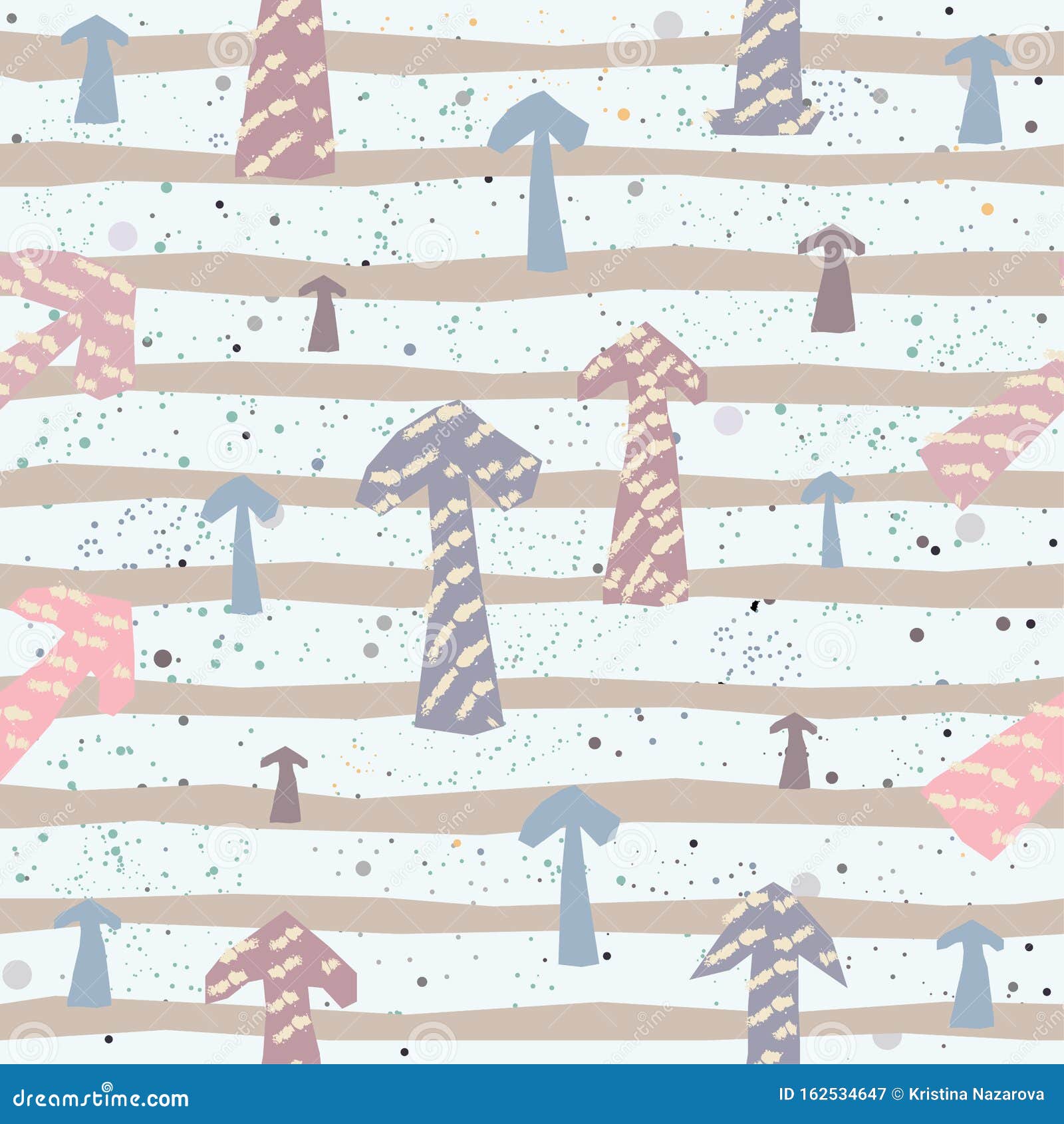 Childish Seamless Texture with Arrows. Hand Drawn Design with Brush ...