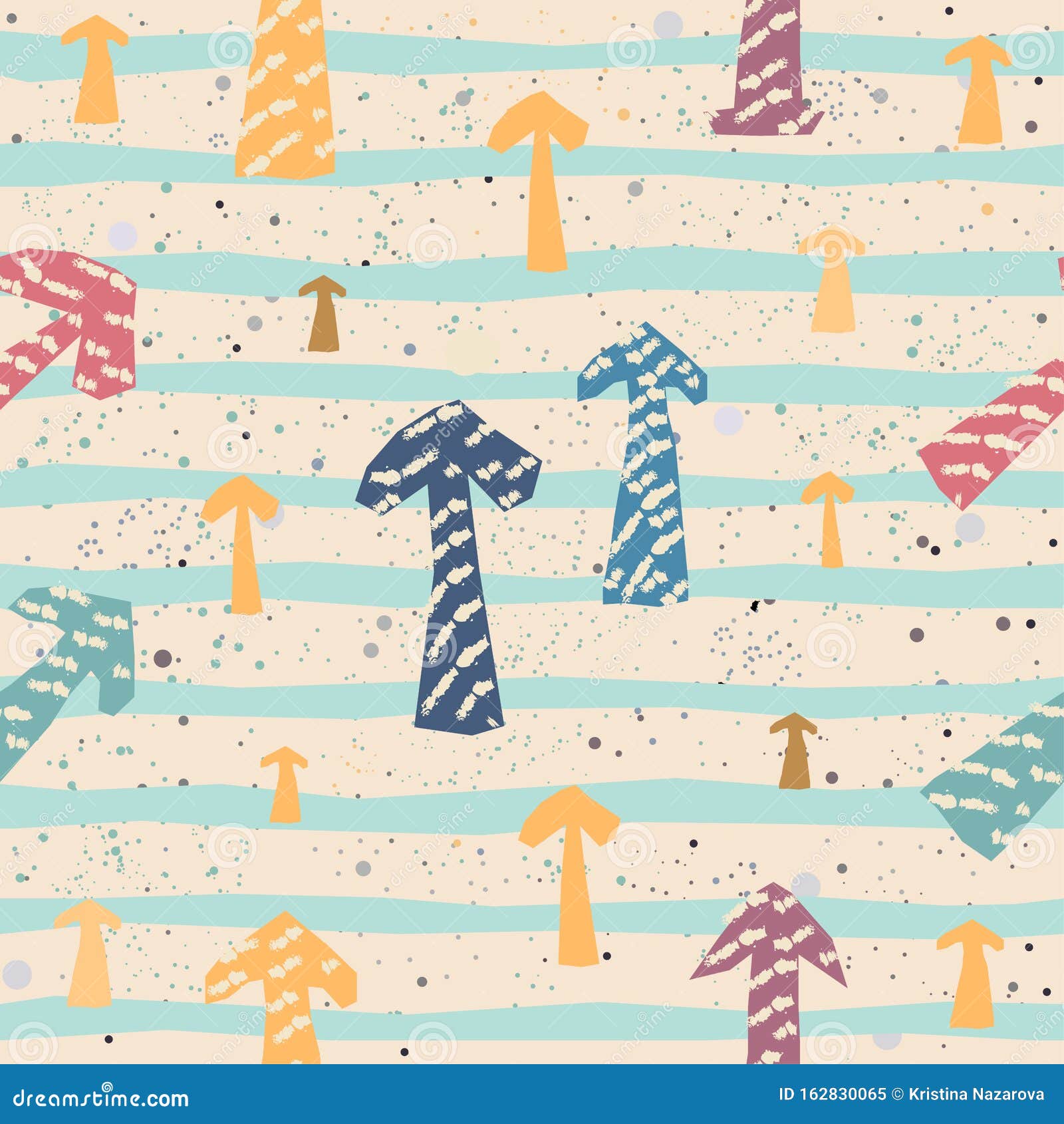 Childish Seamless Texture with Arrows. Hand Drawn Design with Brush ...
