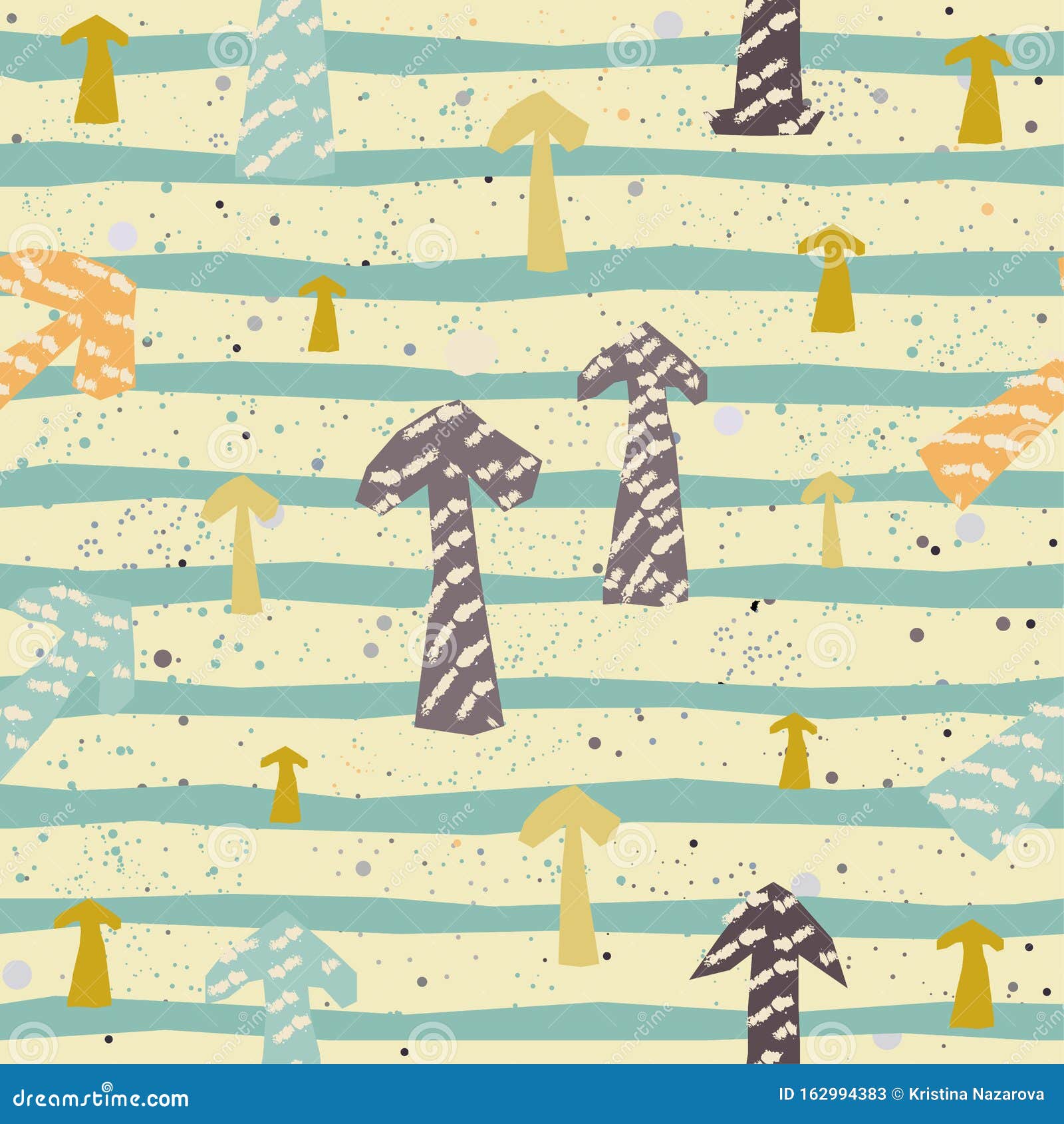 Childish Seamless Texture with Arrows. Hand Drawn Design with Brush ...