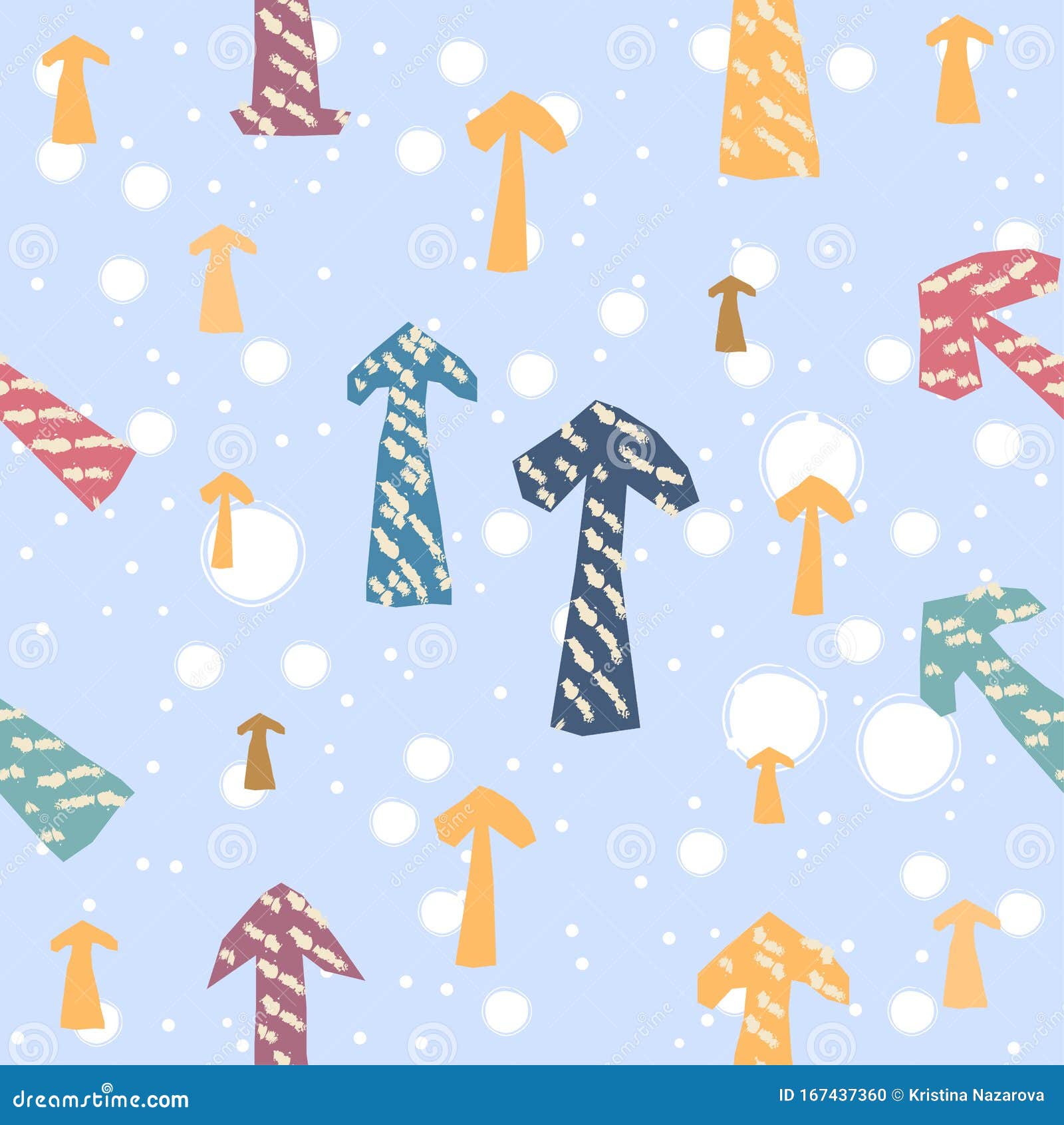 Childish Seamless Texture with Arrows. Hand Drawn Design with Brush ...