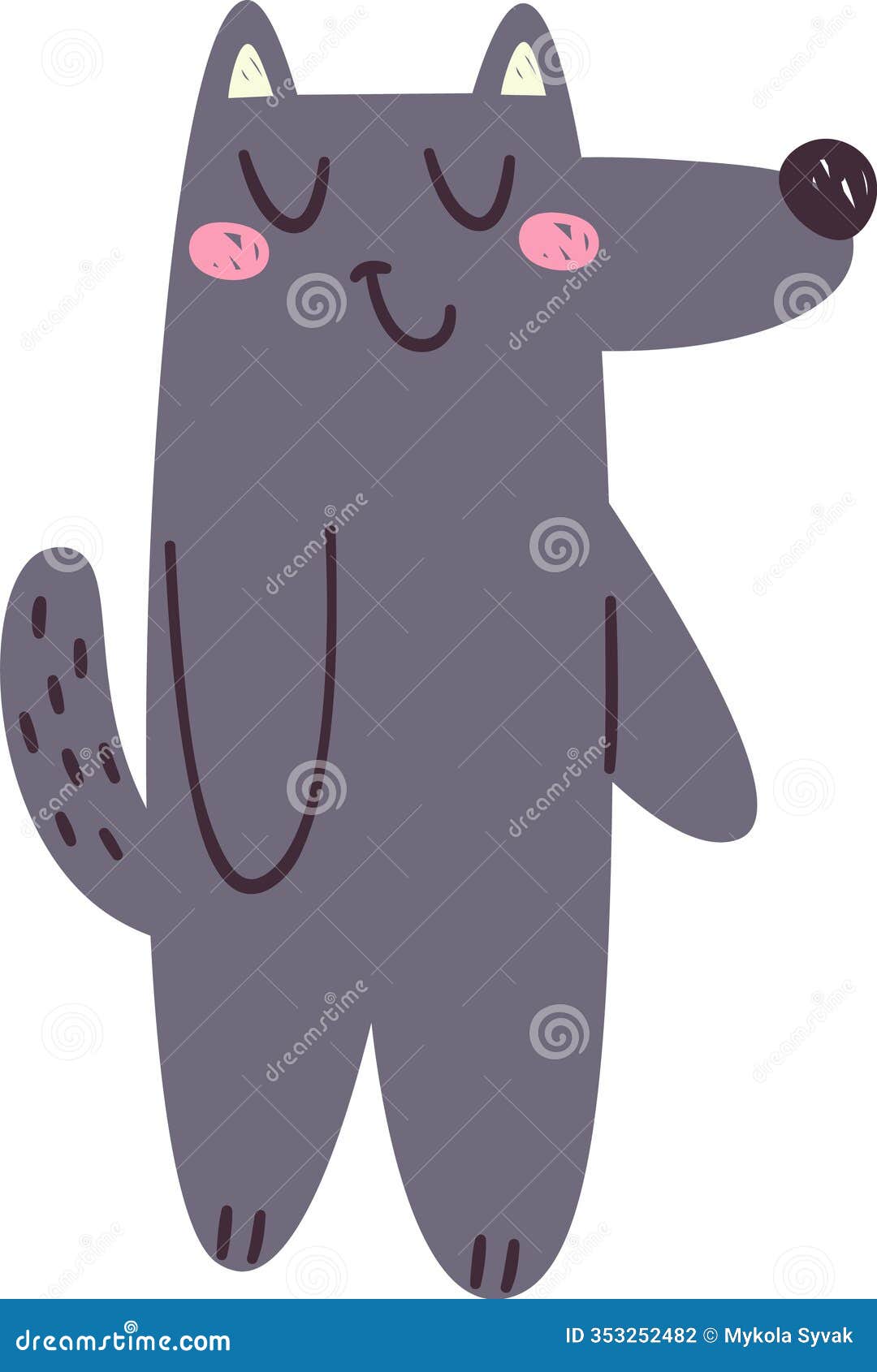 Childish Staying Wolf stock illustration. Illustration of drown - 353252482