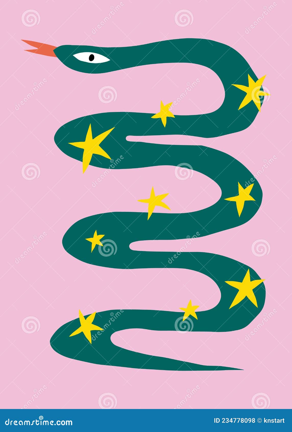 Childish Style Snake Boho Naive Funky Handdrawn Art Stock Vector ...