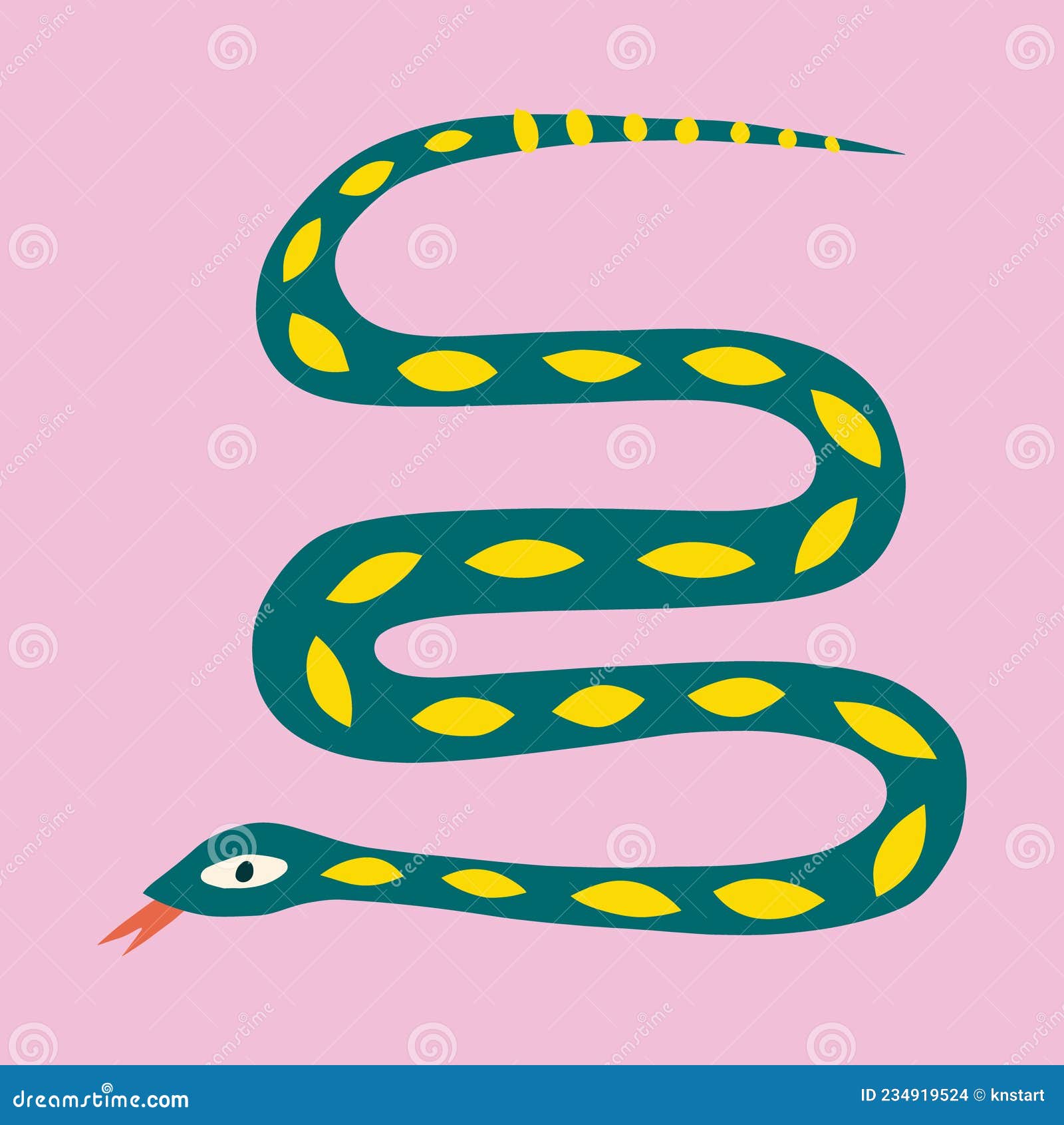 Childish Style Snake Boho Naive Funky Handdrawn Art Stock Vector ...