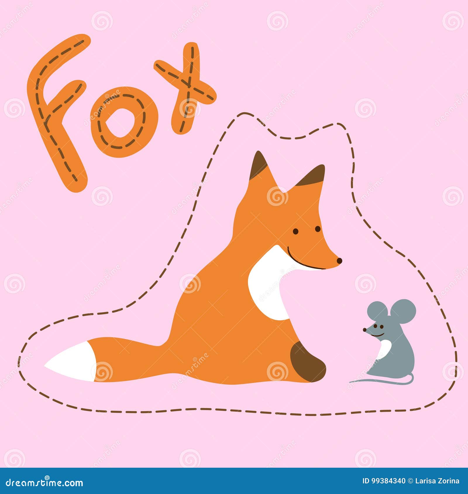 Fox and mouse. stock vector. Illustration of orange, cartoon - 99384340