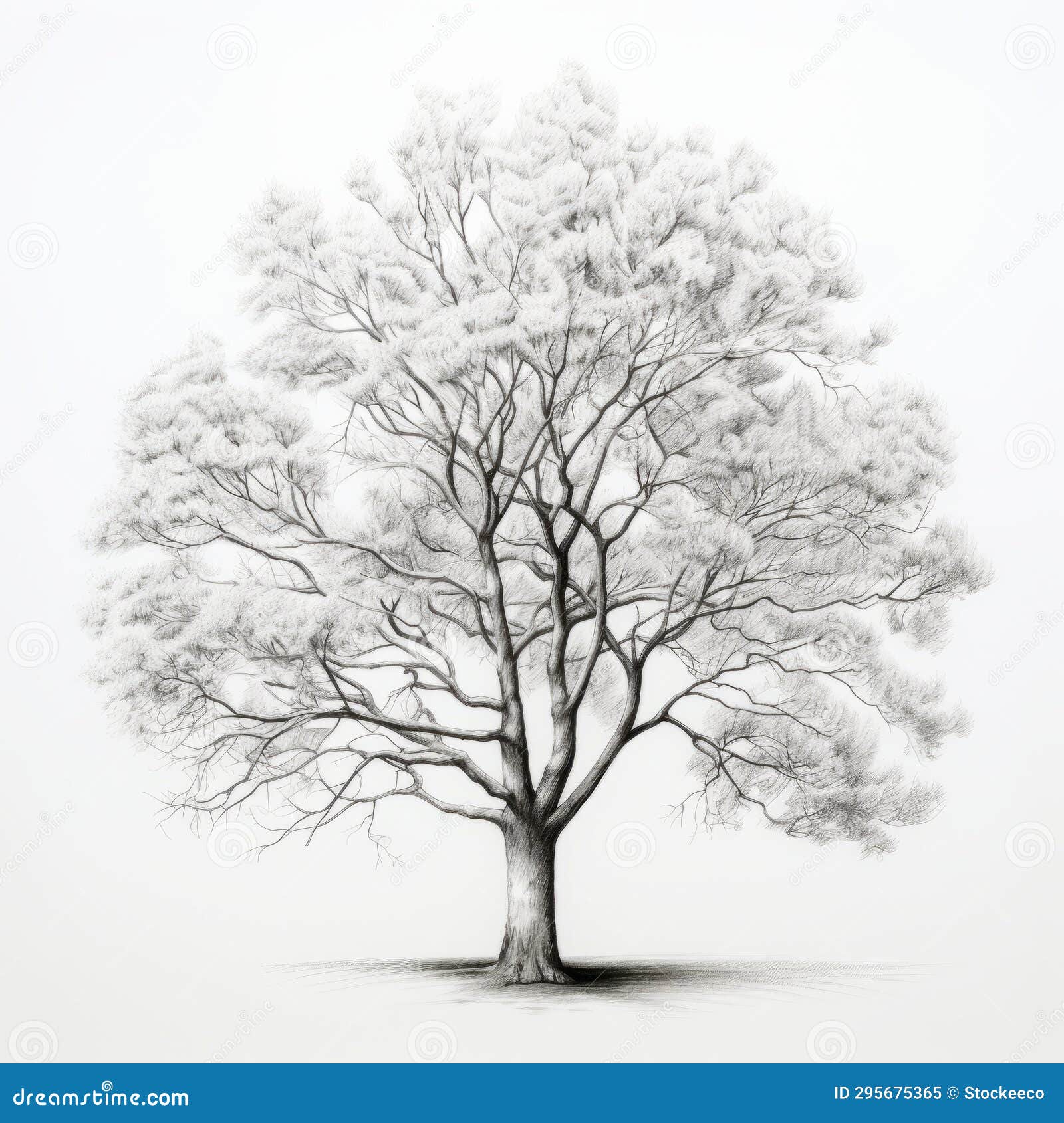 Childlike Drawing of a Beech Tree in Black and White Stock Illustration ...