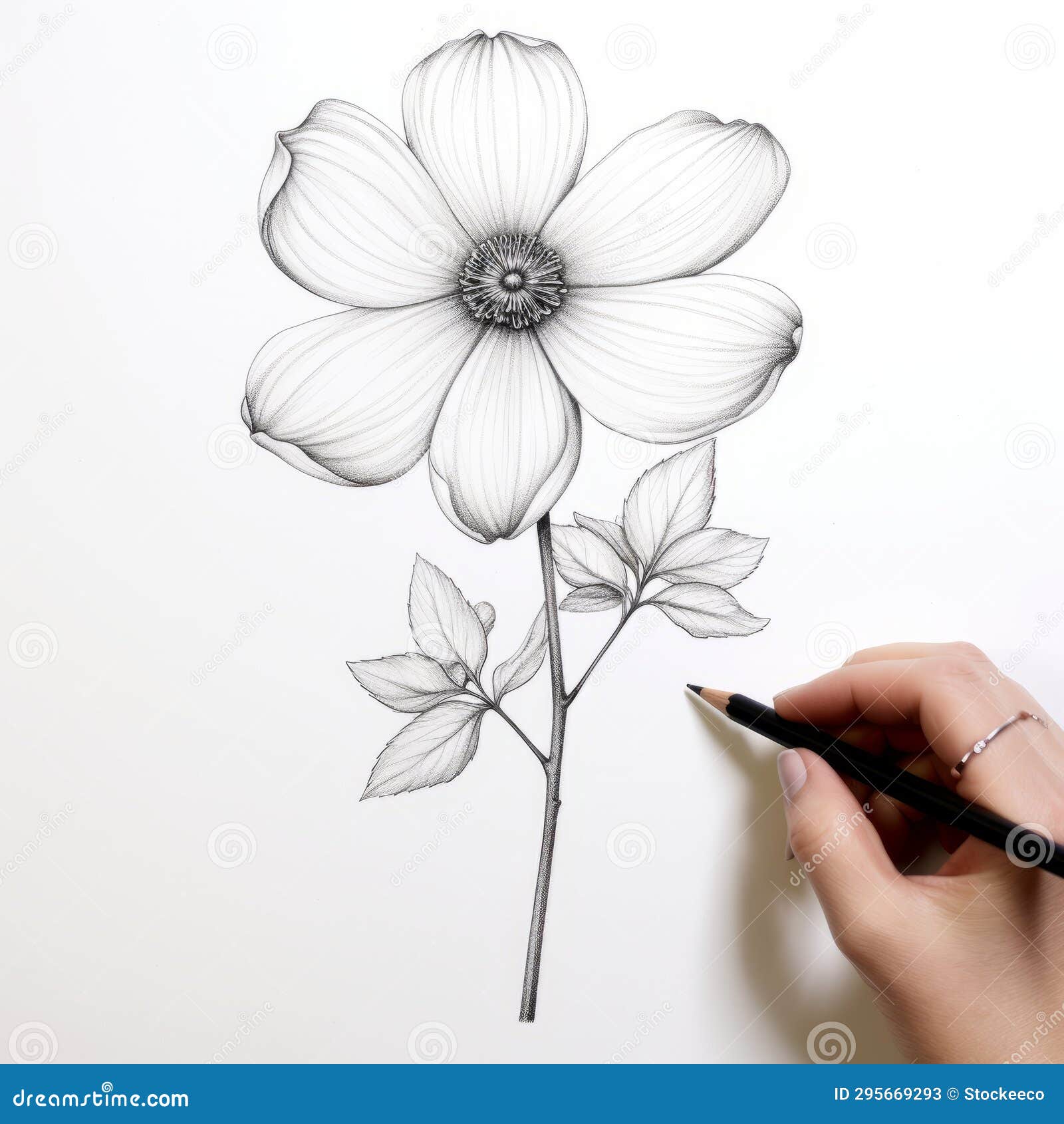 Childlike Drawing of a Dogwood: Simple and Incomplete Stock ...
