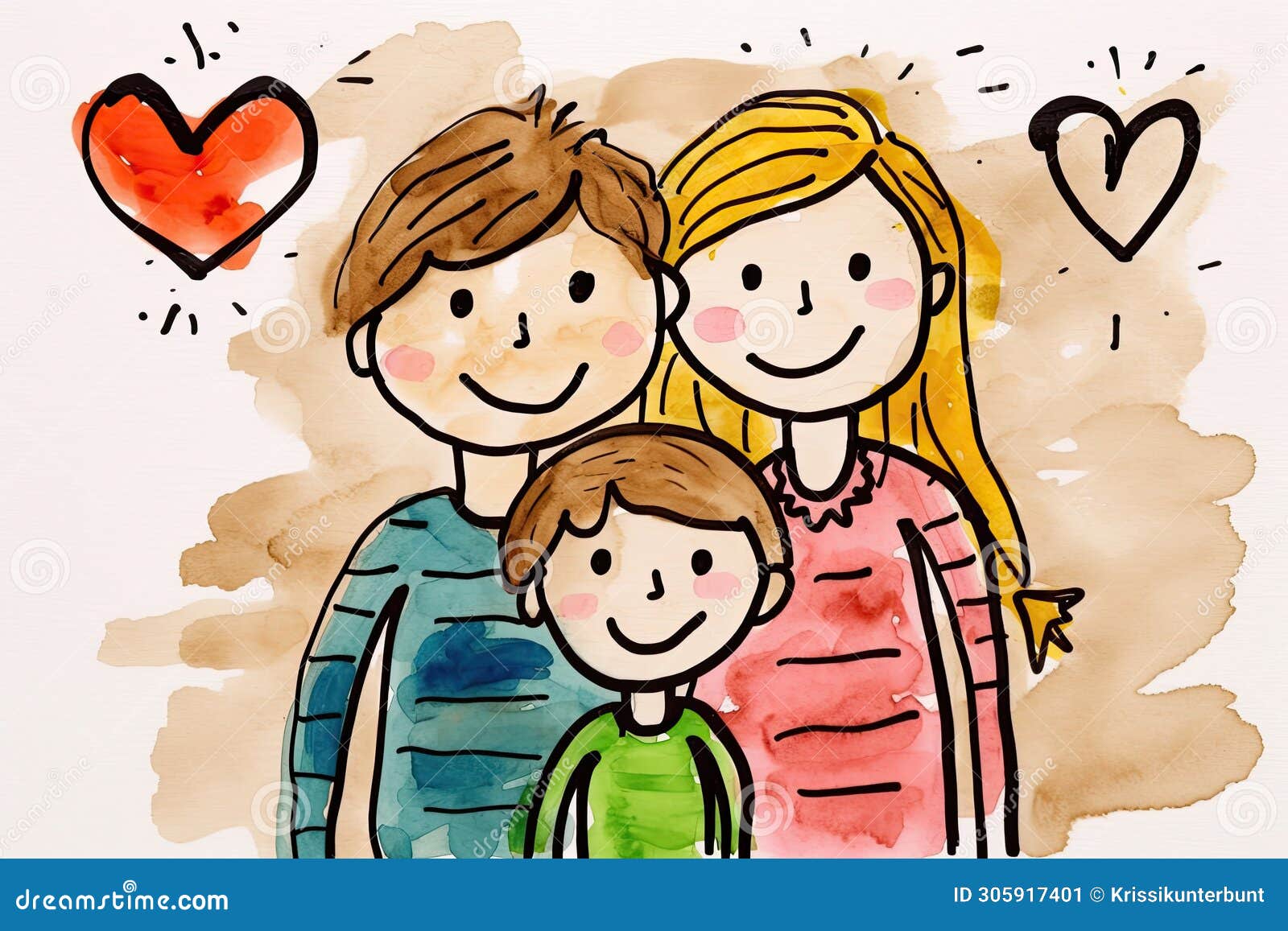 Childlike Drawing of a Family AI Generated Stock Illustration ...
