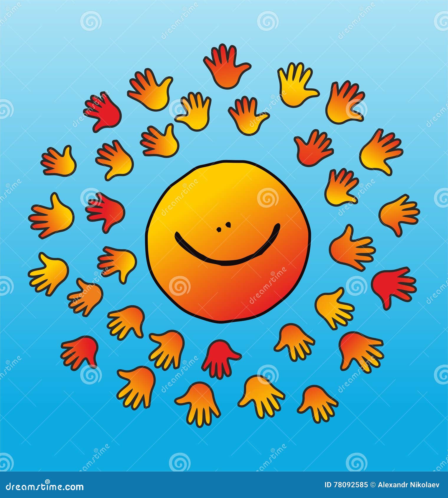 Childly Smiling and Soft Touching Sun Stock Vector - Illustration of ...