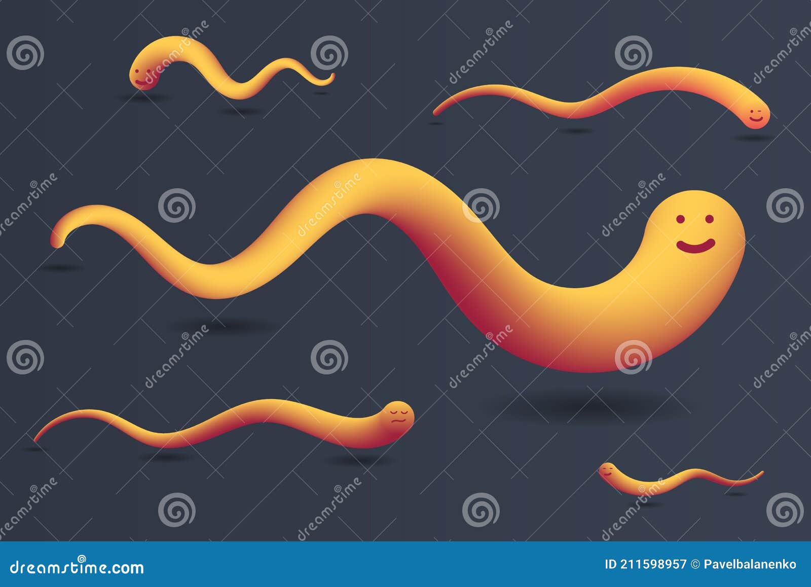 Children Abstract Background Wallpaper with Funny Worms Smiling Stock ...