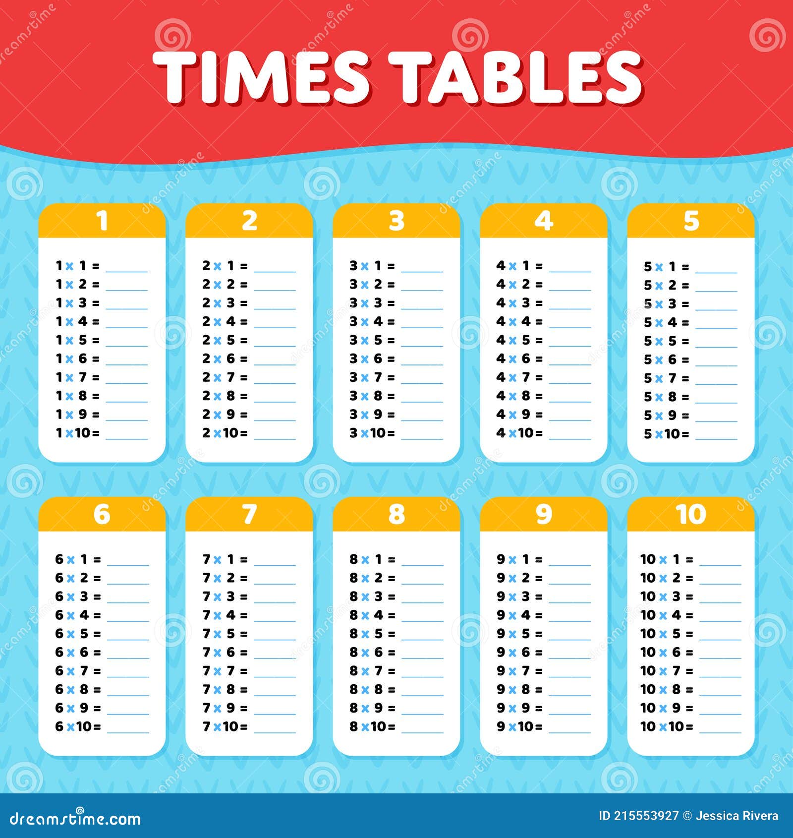Children Activity Times Table Activity Sheet Stock Vector ...