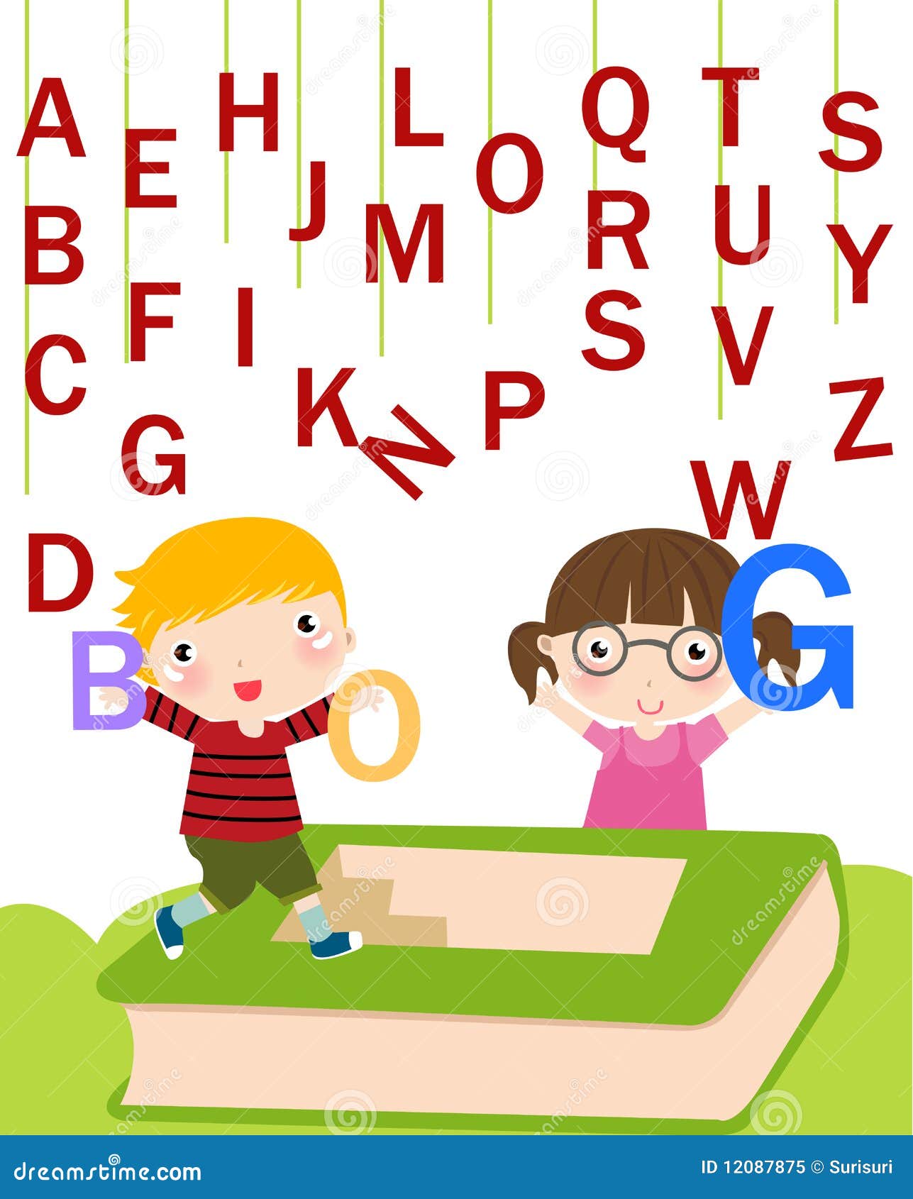 Children with alphabet. stock vector. Illustration of entertainment ...