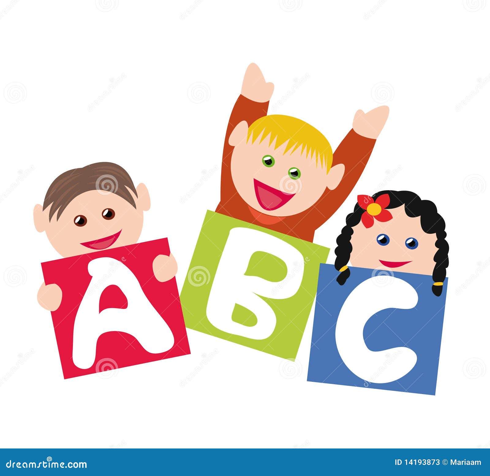 Children with Alphabet Blocks Stock Illustration - Illustration of ...