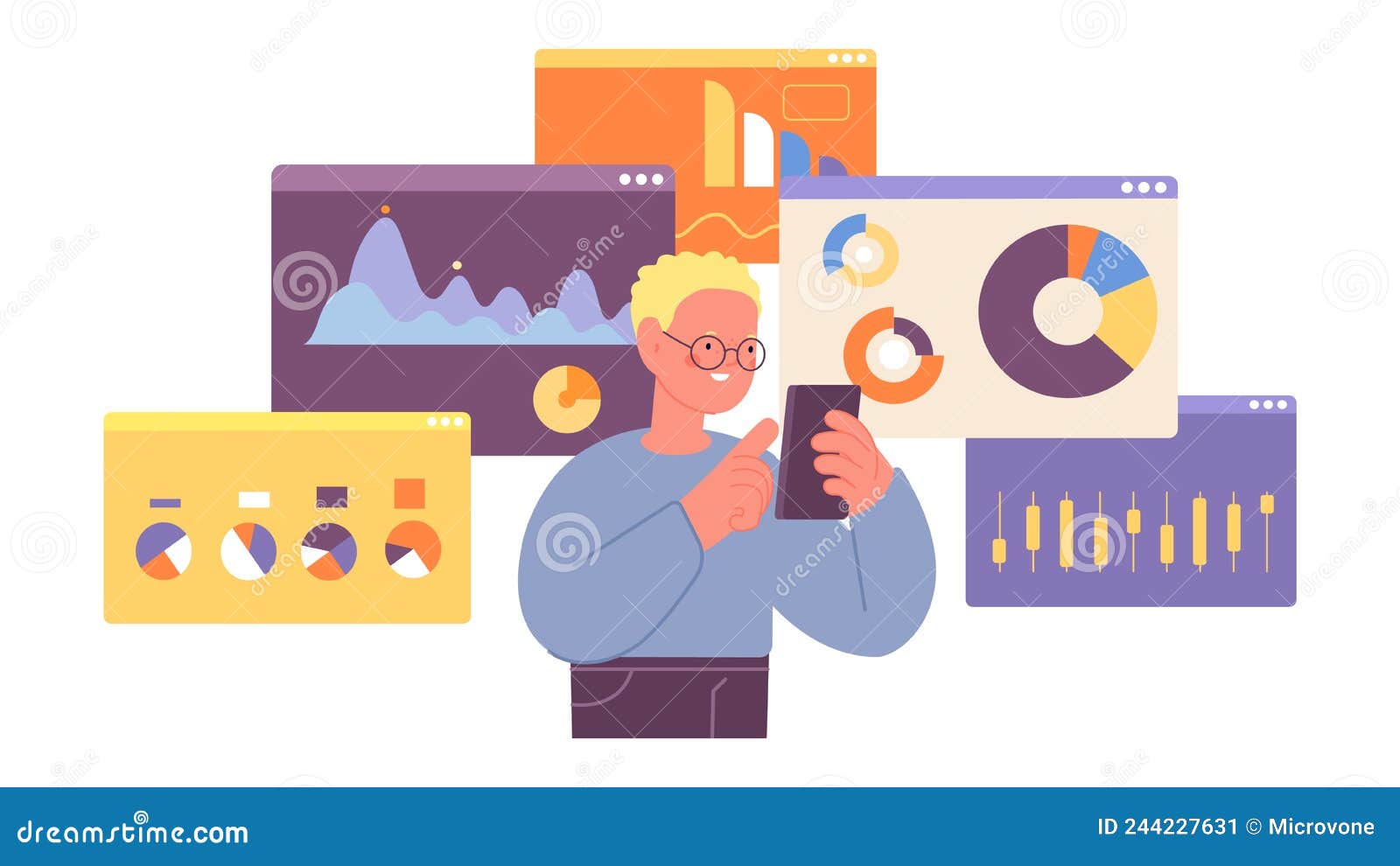 Children Analytics. Modern Clever Boy Programming and Analysis Stock ...