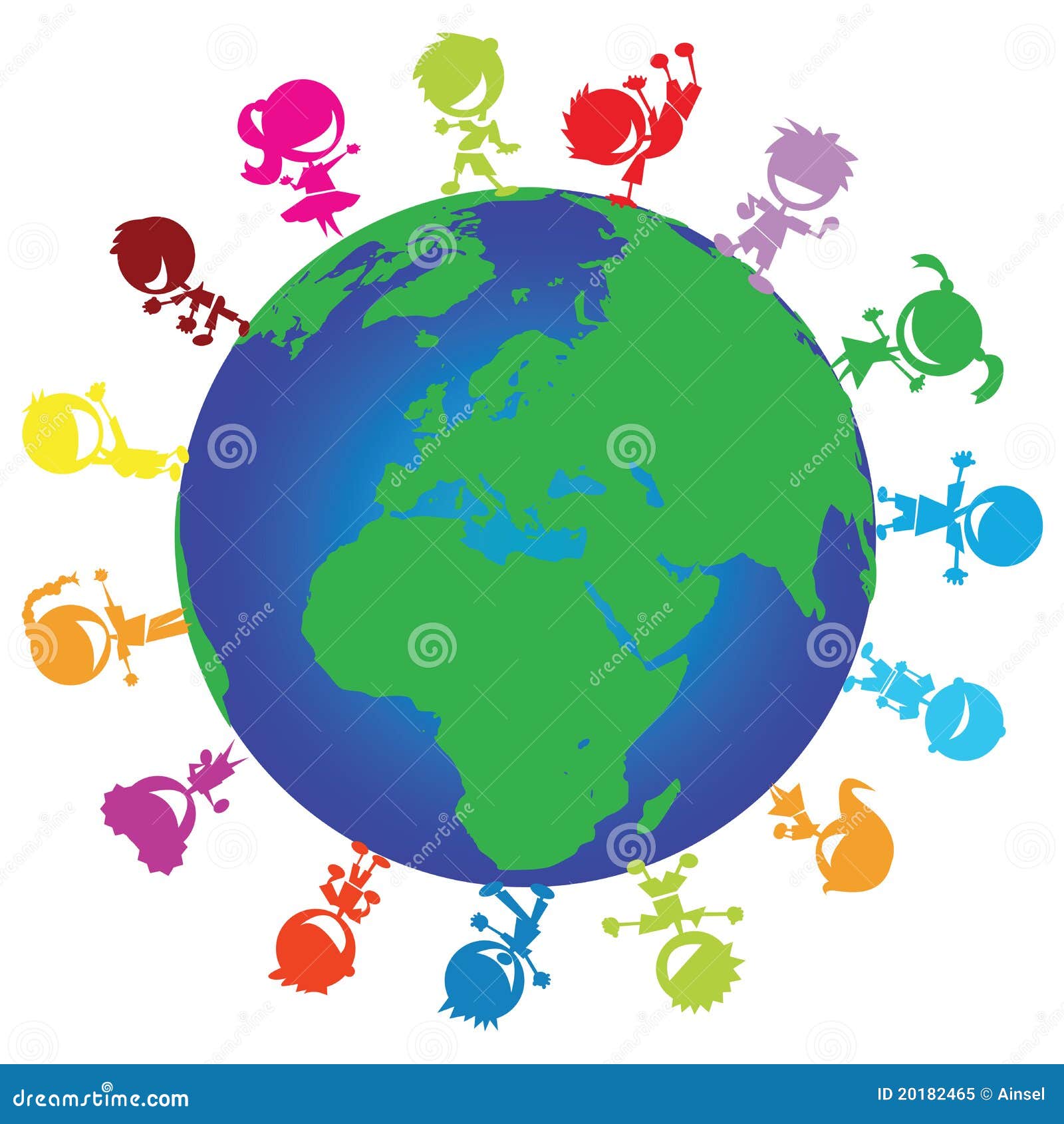 Children around the globe stock vector. Illustration of diversity ...