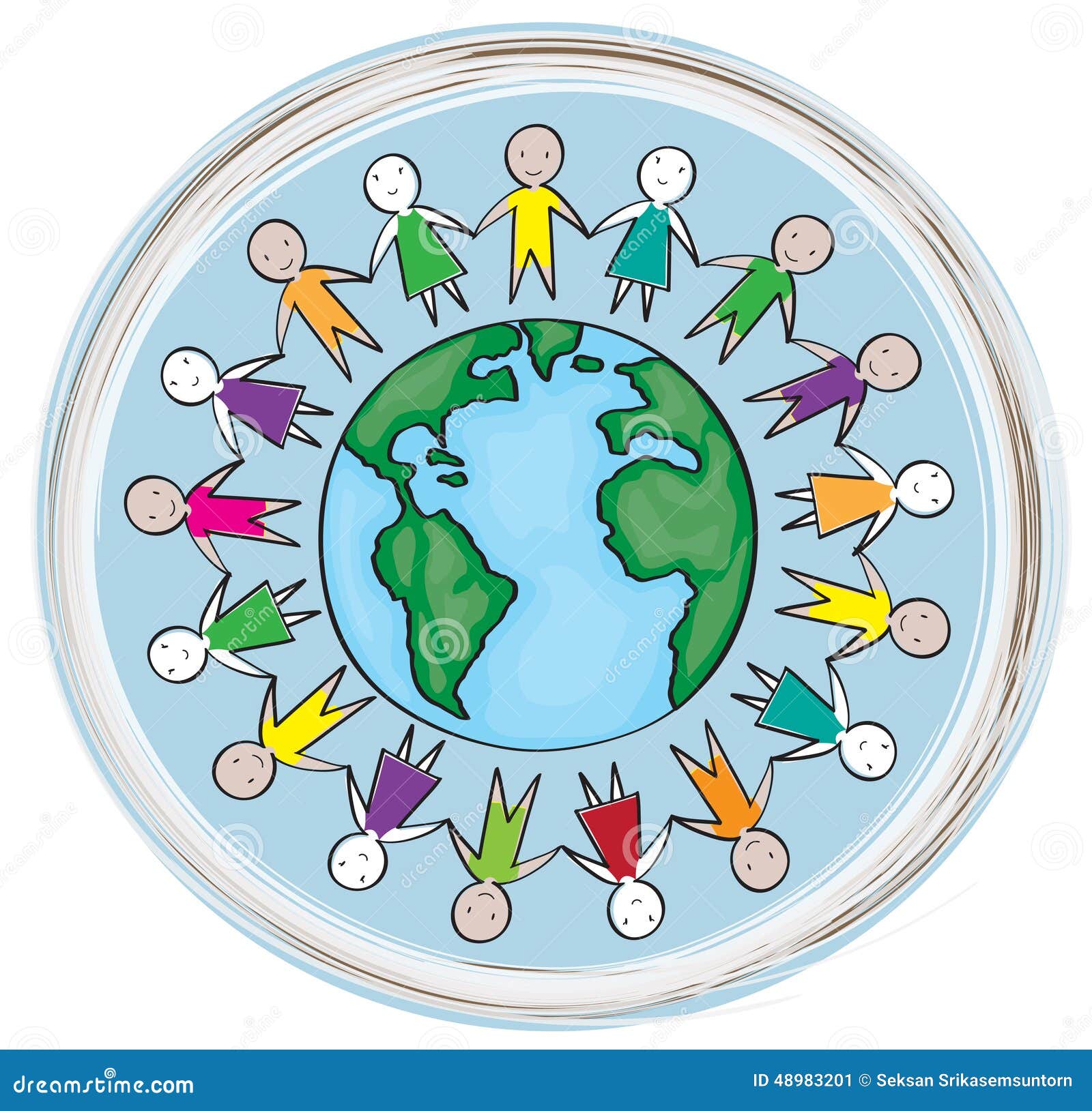 Children Around the World in the Blue Circle Stock Vector ...