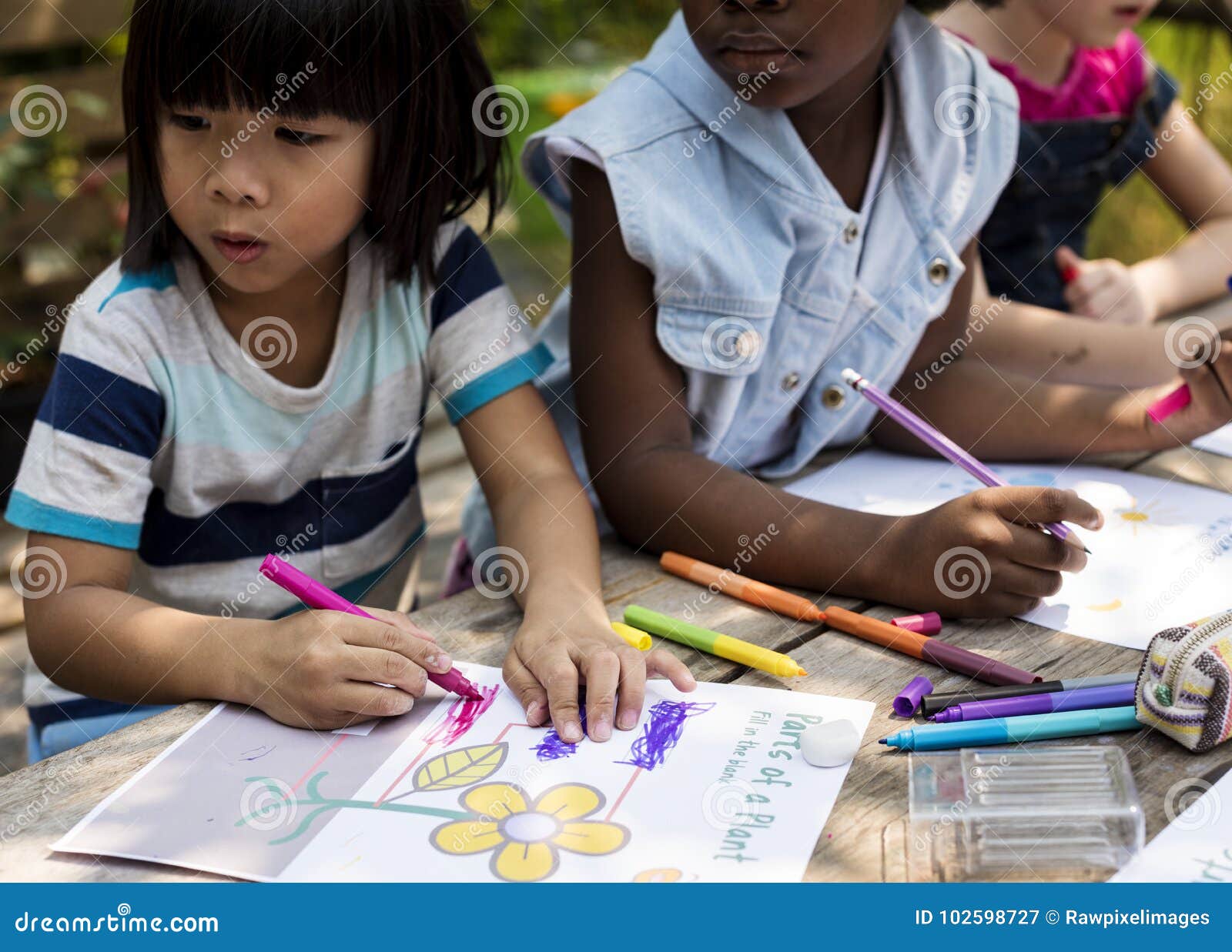 Children Art Drawing Together Stock Image - Image of education ...