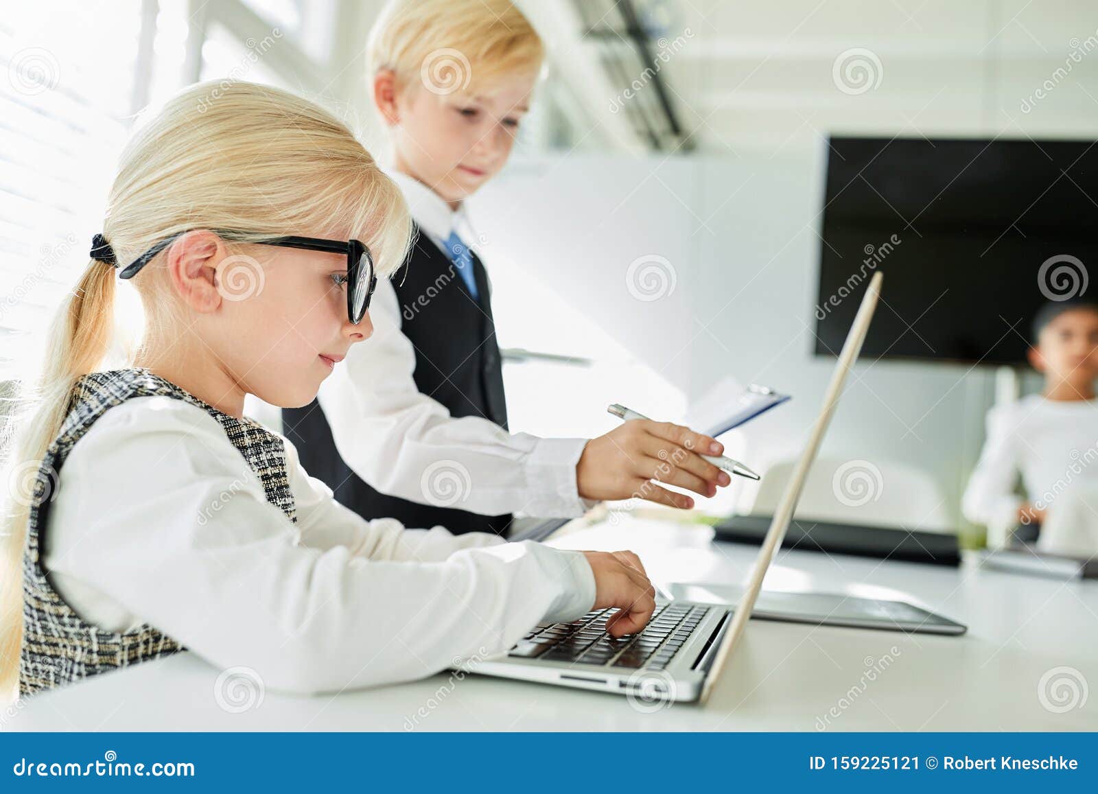 Children As Business People at Laptop Computer Stock Image - Image of ...