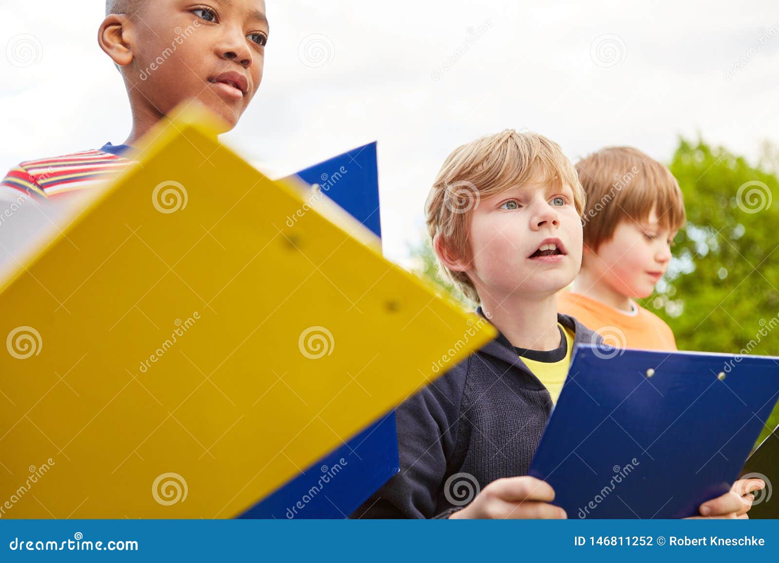 Pupils in Elementary School Explore Nature Stock Photo - Image of party ...