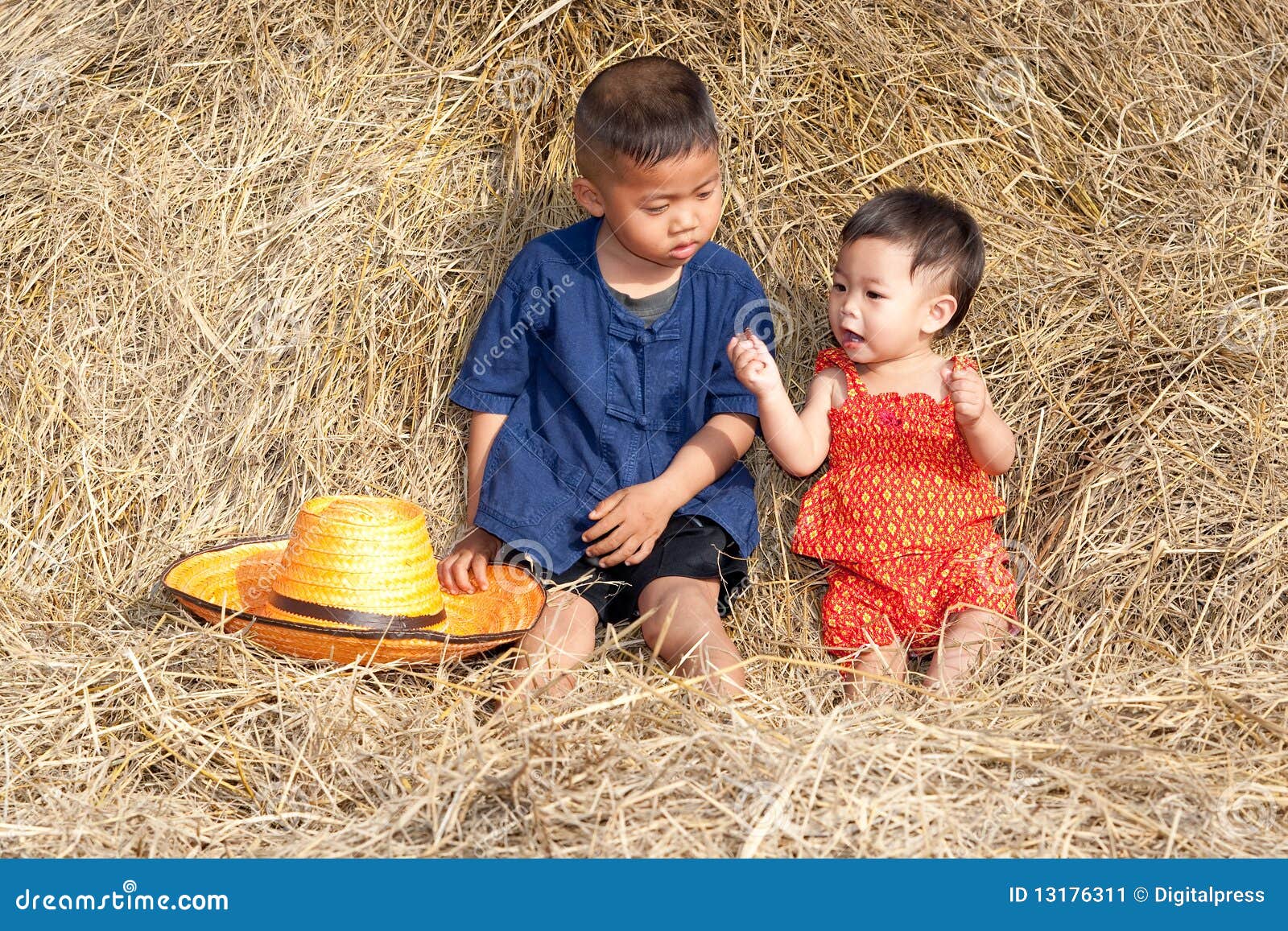 Children from Asia stock image. Image of care, straw - 13176311