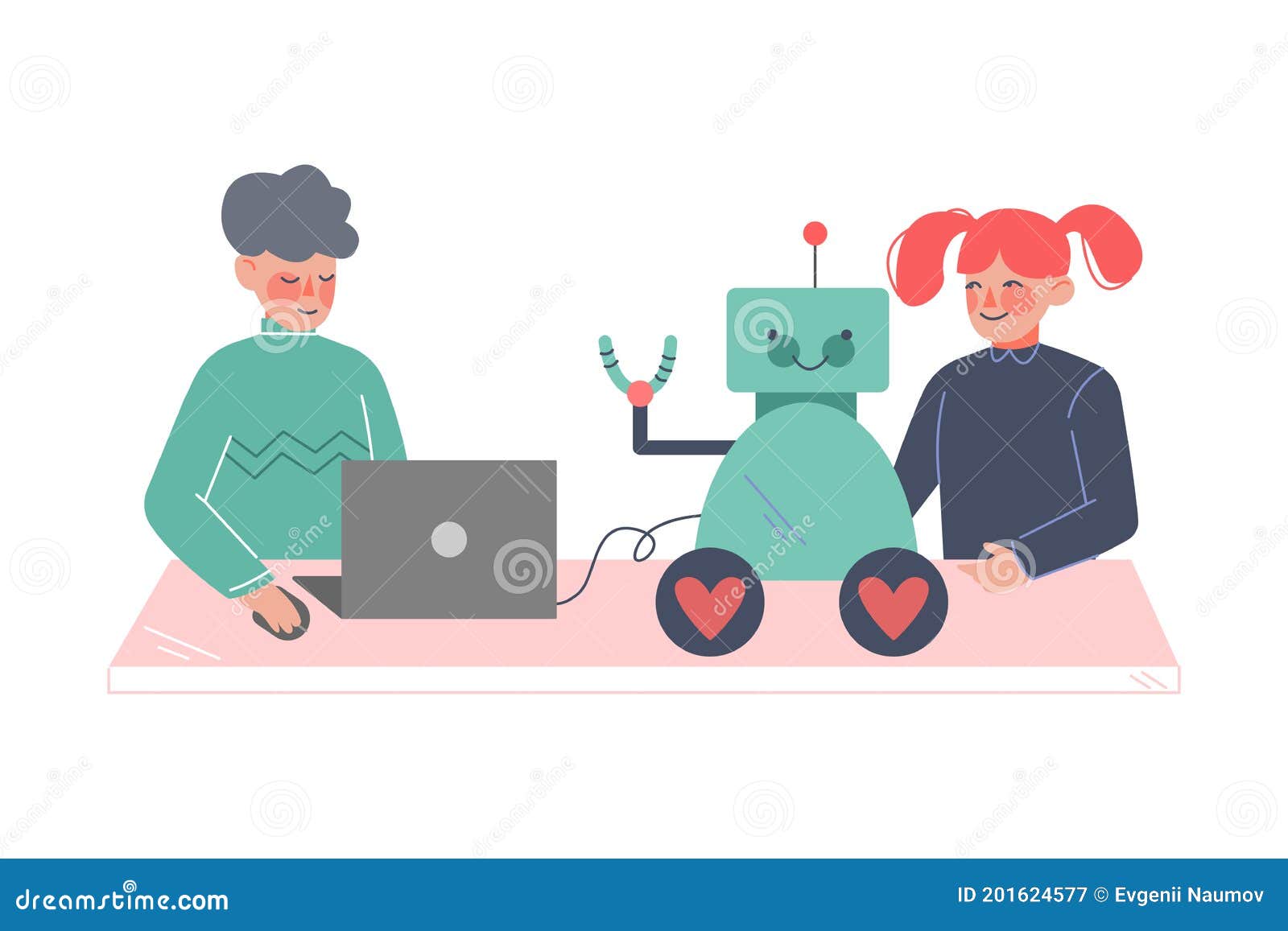 Robots Engineers Holding Construction Drawings Modern Robotic ...